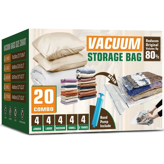AGALI Vacuum Storage Bags 20 Pack Space Saver Compression Bags for ...