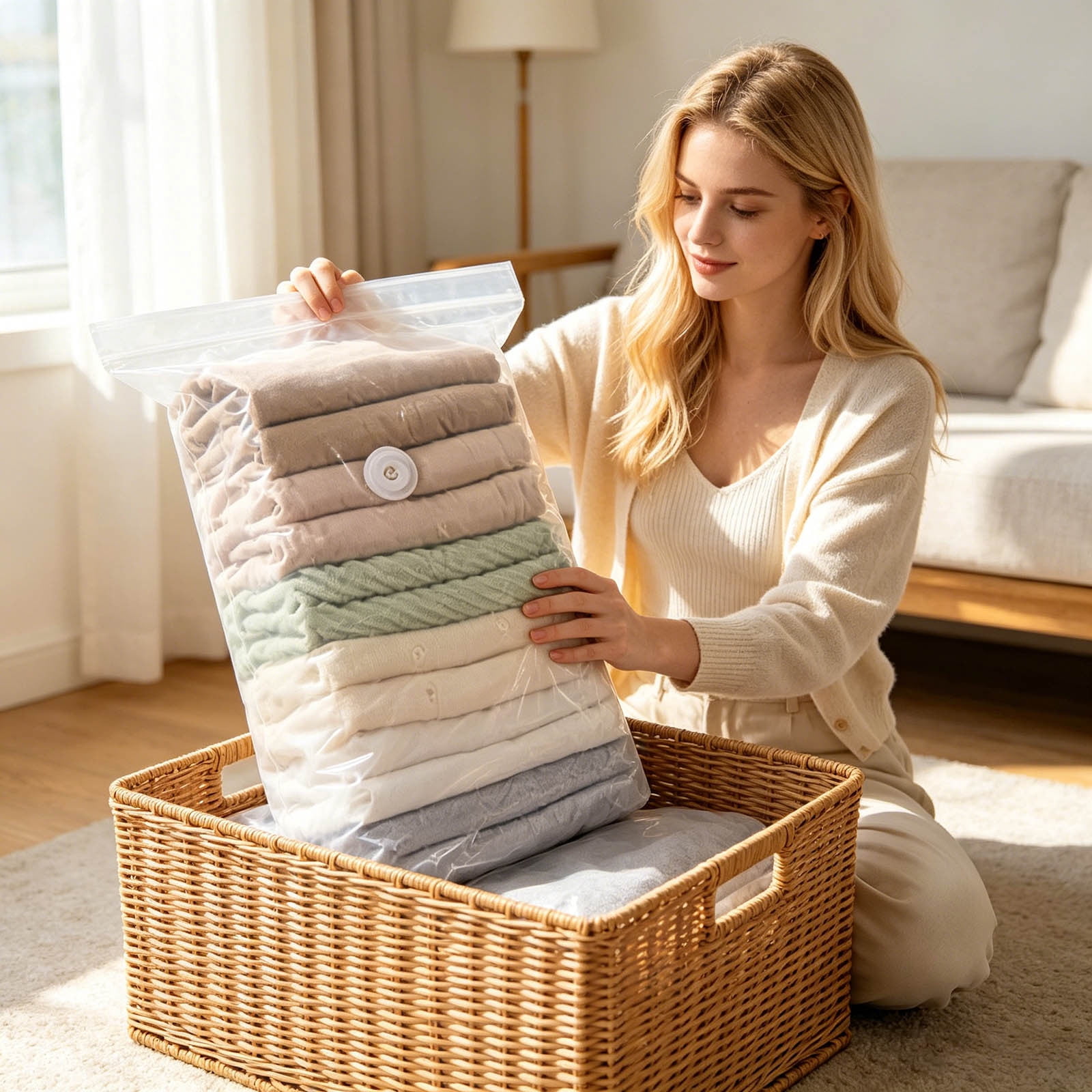 Vacuum Storage Bags Double Zip Airtight Compression Bags No Pump Space ...