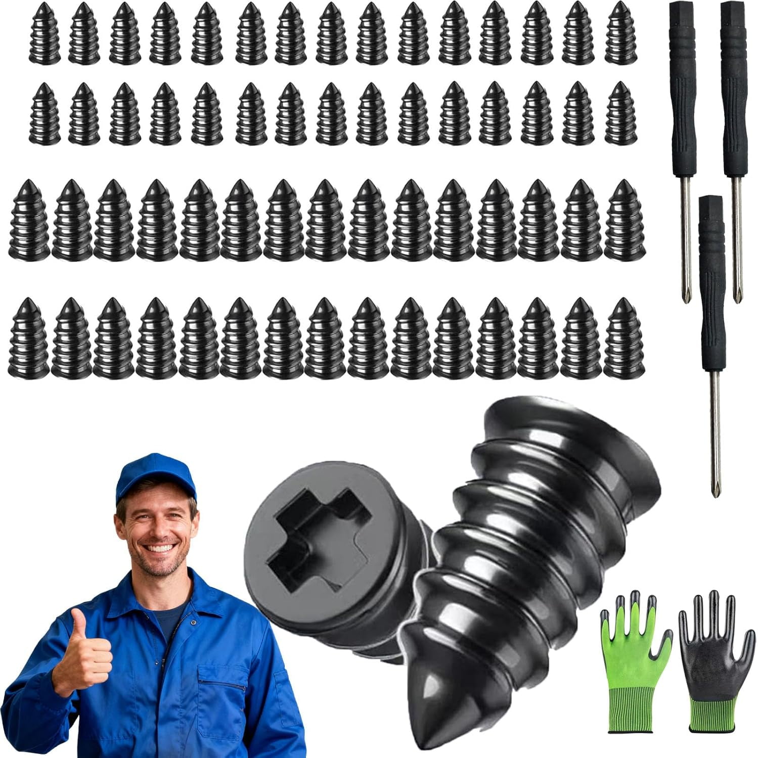 Vacuum Tire Mending Nail,60PCS Tire Repair Rubber Nails Kit with 2 Sizes,Tires Repairs Kit with ...