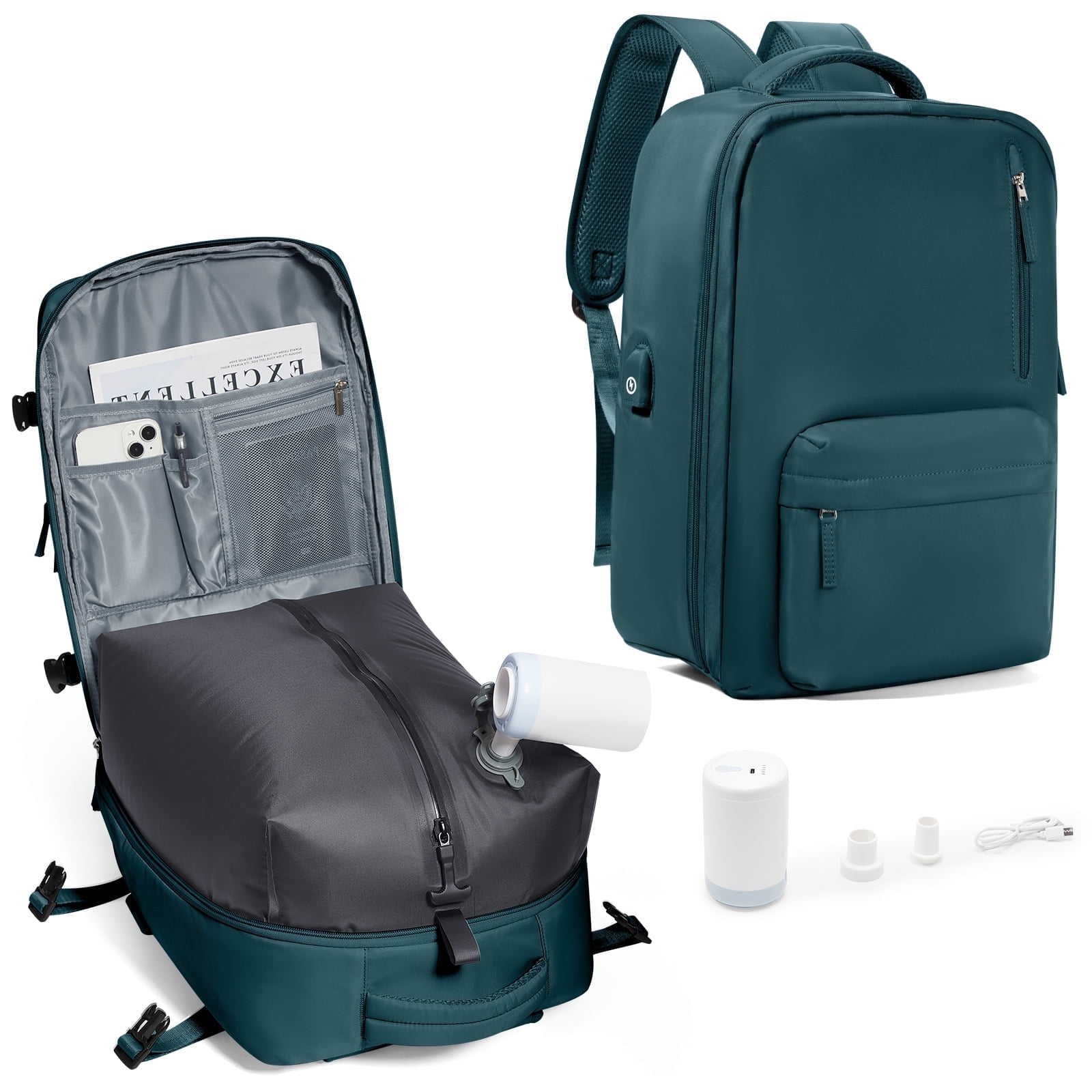 Simple Vacpack Backpack for Travel with Air Pump, Airback with Vacuum ...