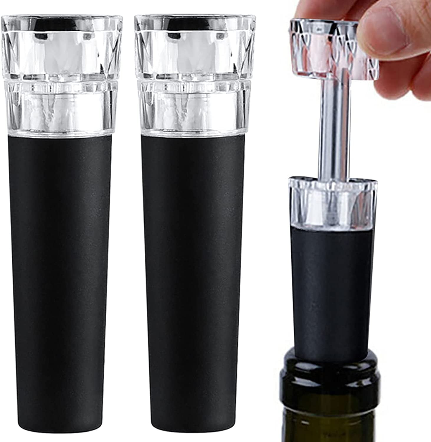 Vacuum Wine Stoppers, Wine Preserver Stopper with Vacuum Pump, Silicone ...