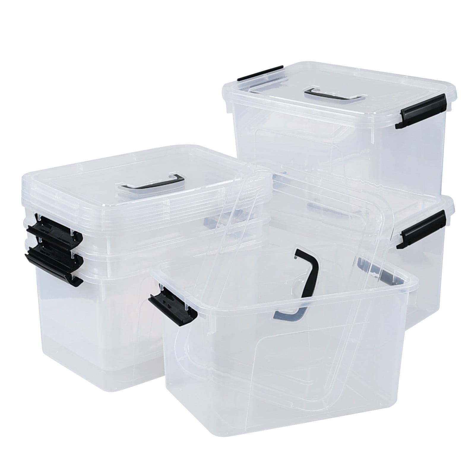 Vadidiya 12 Quart Plastic Storage Latch Bins with Handle, Clear Plastic ...