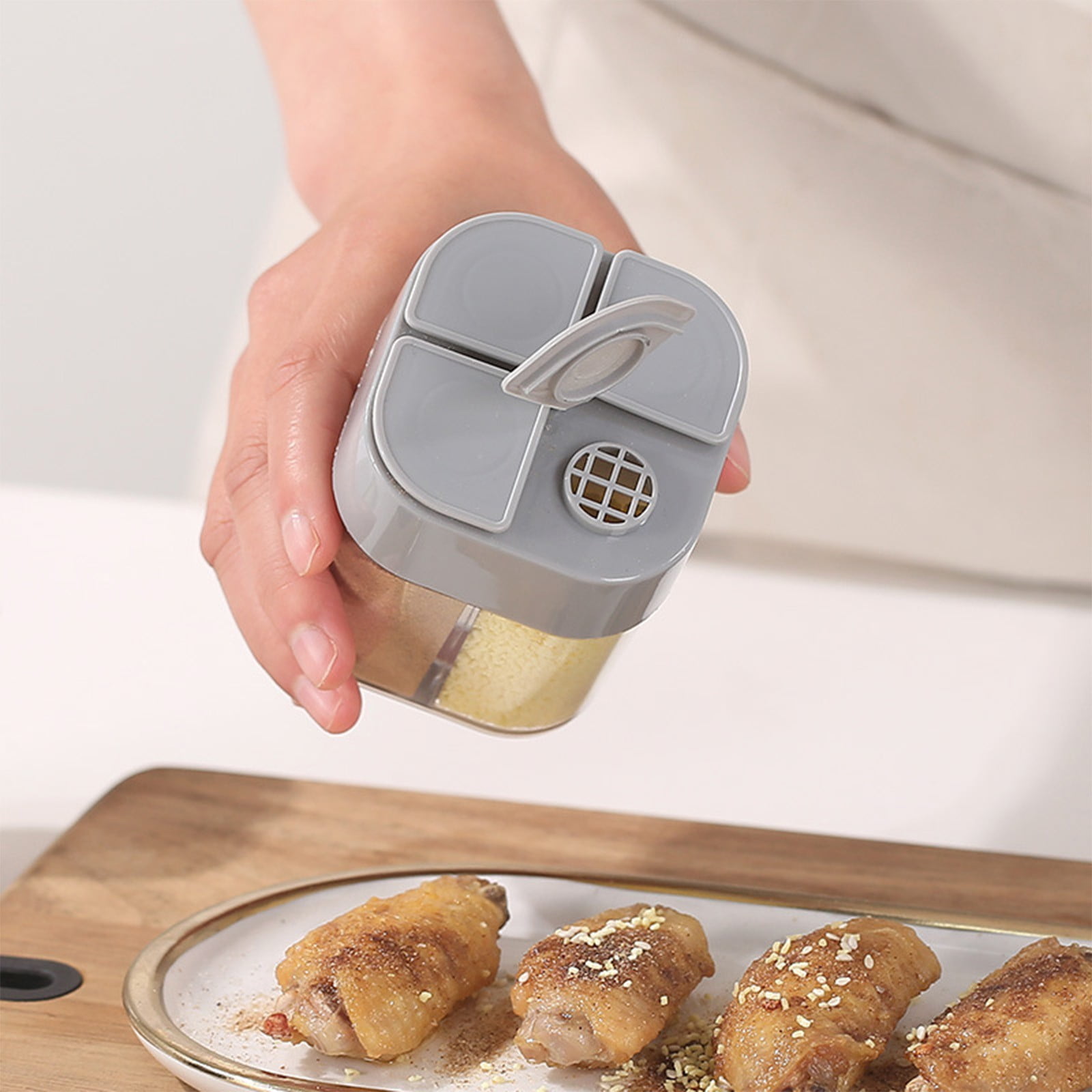Vadktai 4 in 1 Plastic Salt and Pepper Shaker, 4 Grids Flip Empty Spice ...