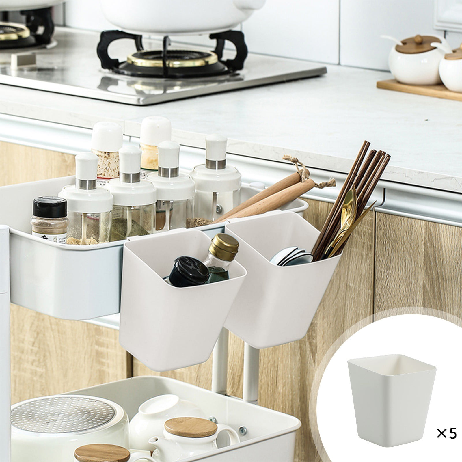 Vadktai 5 Pack Hanging Cup Holders, Wall Organizers, Rolling Cart ...