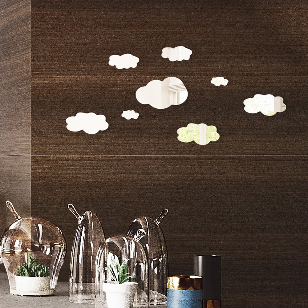 Vadktai 8 PCS Mirror Wall Sticker Cloud Decals Removable Cloud Wall Art ...