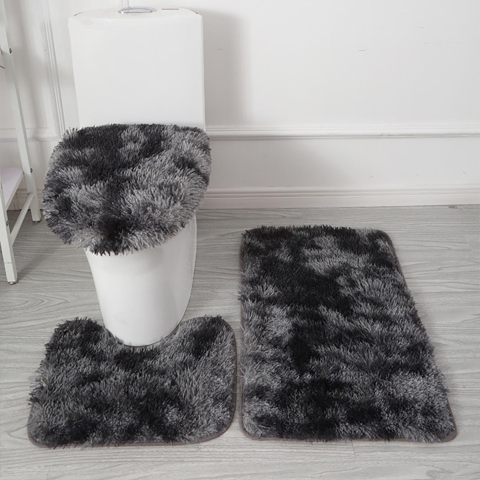 Vadktai Bathroom Rug Set, Fluffy Plush Bath Mat Set Non Slip Bathroom ...