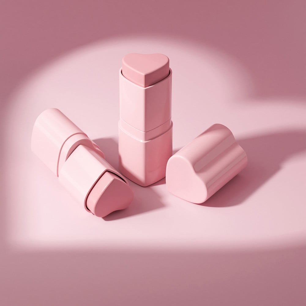 Vadktai Deals Blush Stick for Cheeks, Cream Blush with Heart-Shaped ...