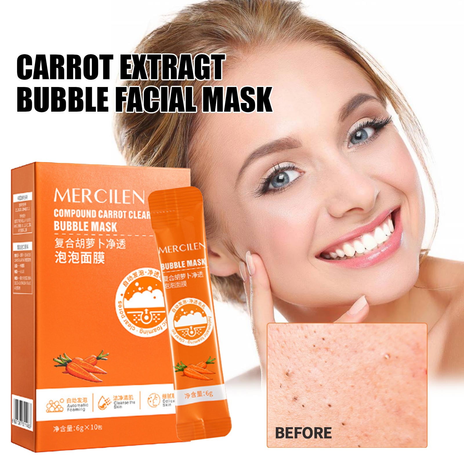 Vadktai Deals Carrot Bubble Face Mask, Compound Acid Smear Mask, Daily ...
