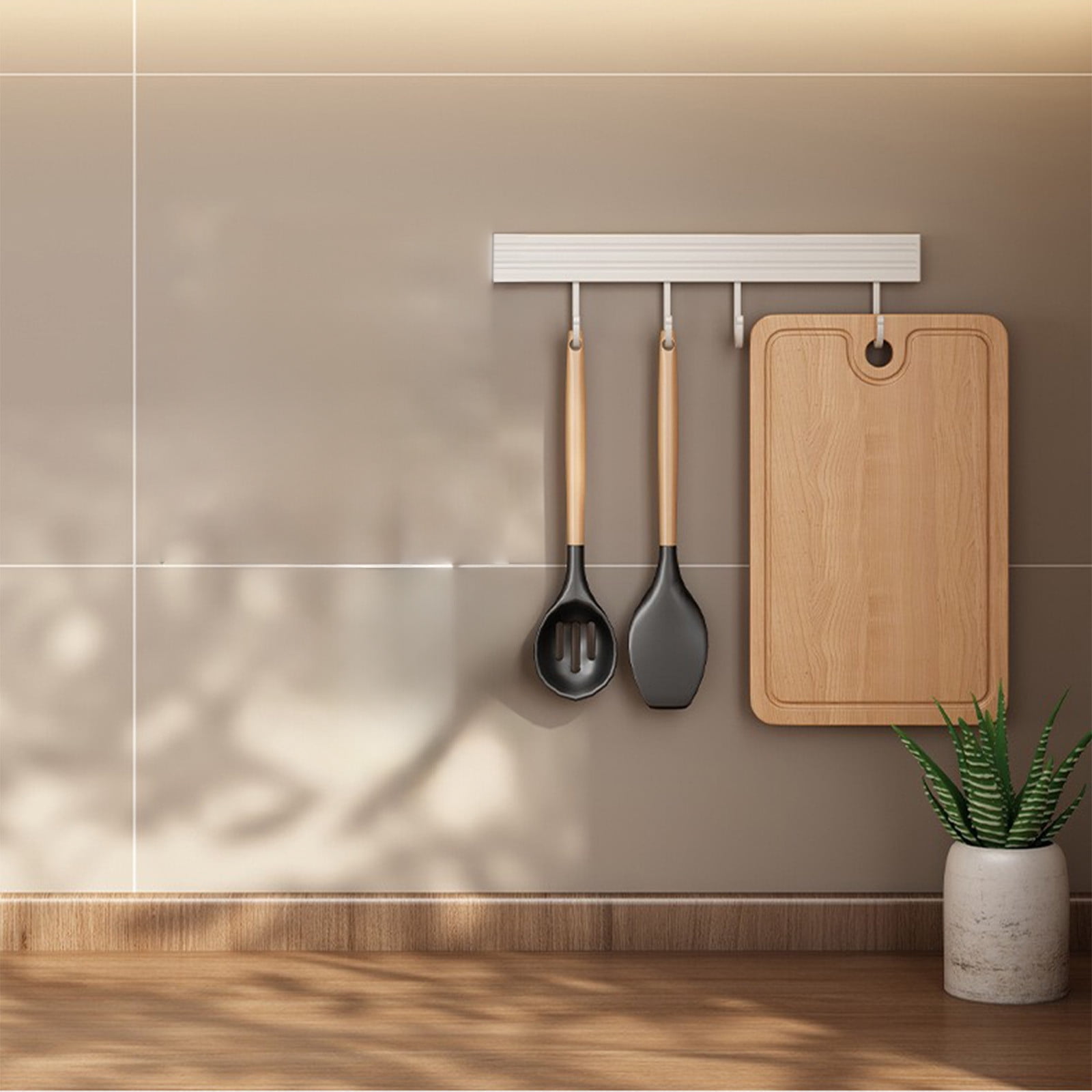 Vadktai Kitchen Utility Hooks, Wall Mount Kitchen Utensil Rack with 4 ...