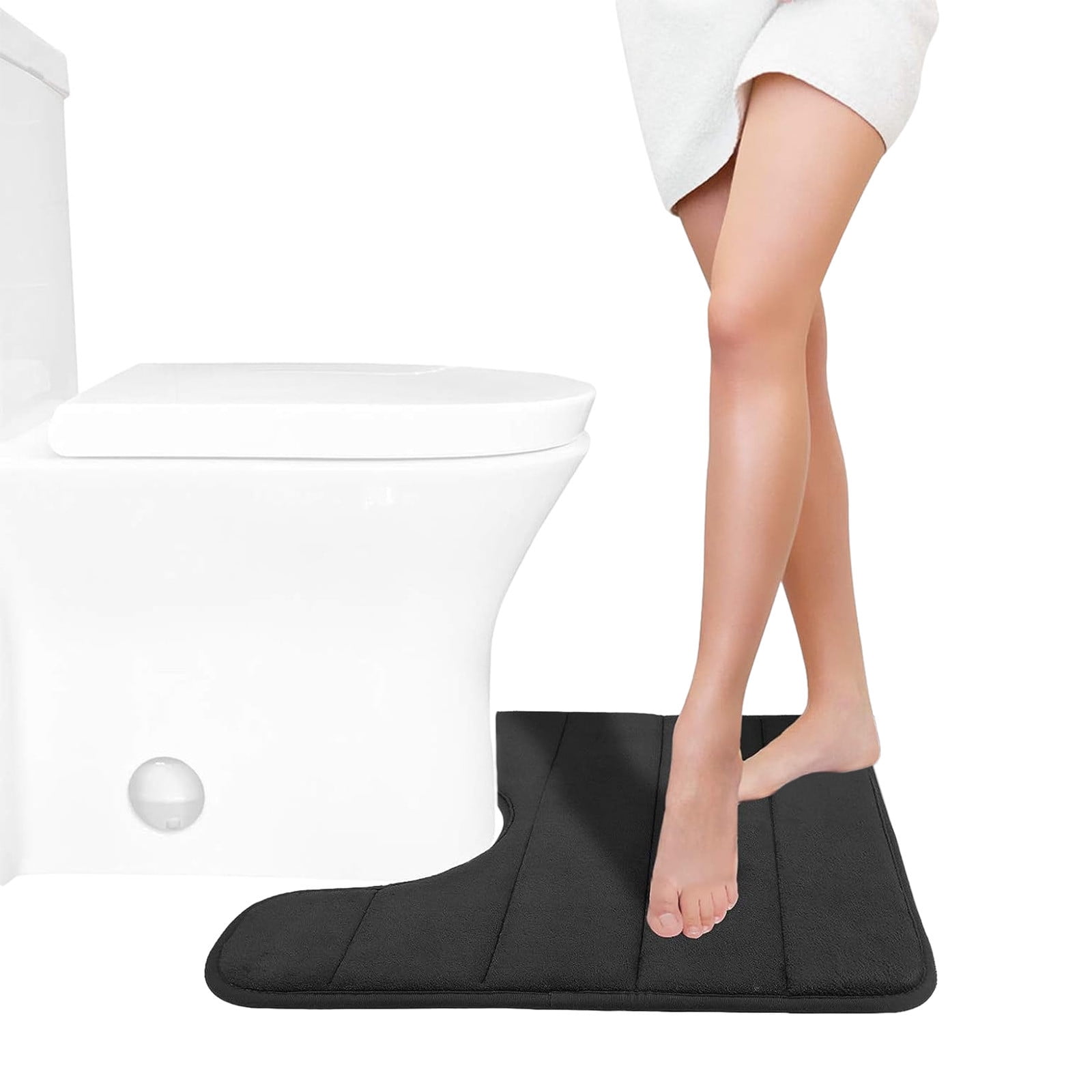 Vadktai Memory Foam Toilet Bath Mat U-Shaped, Commode Contour Rug, Soft ...