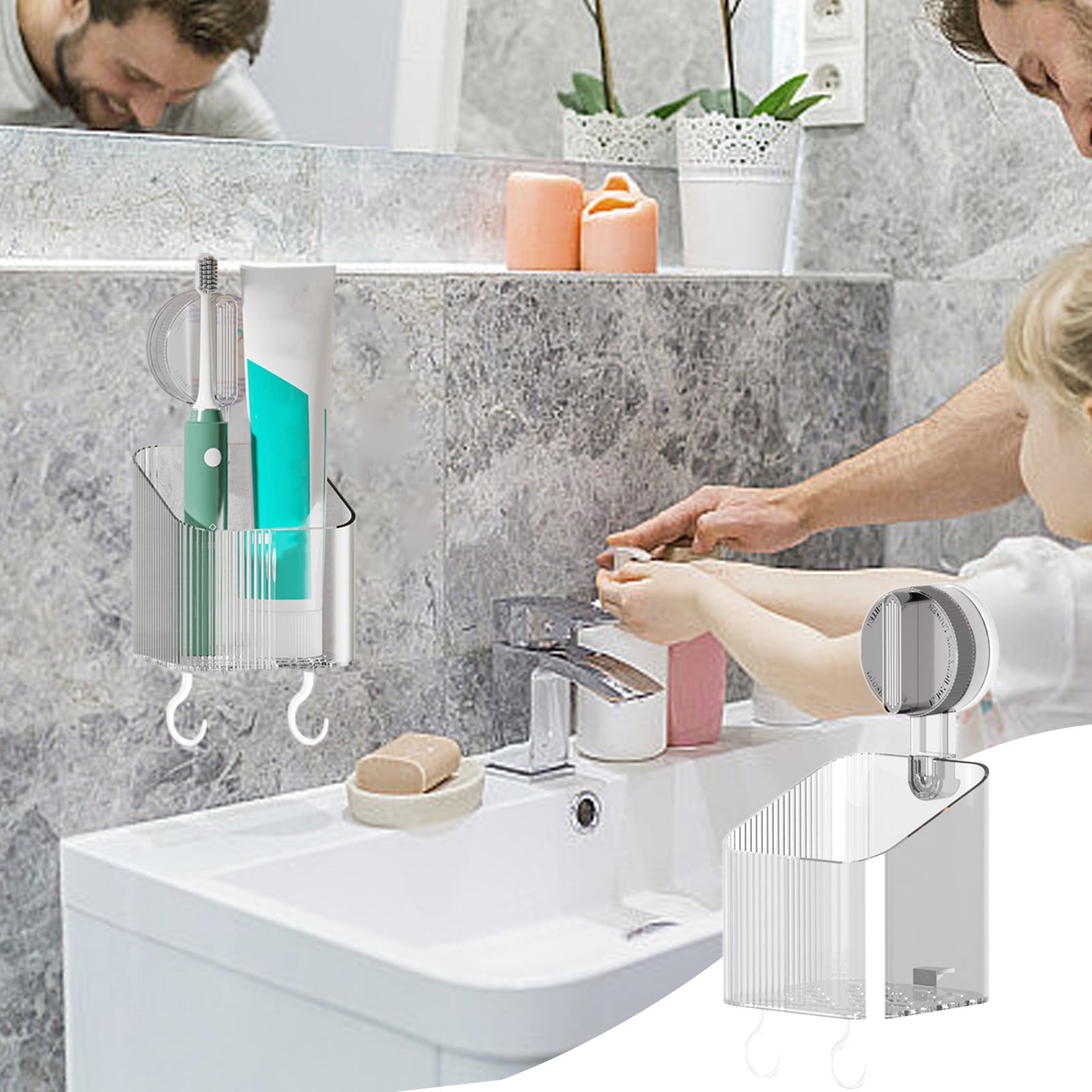 Vadktai Shower Caddy Suction Cup Storage Rack Clear Acrylic Shower ...