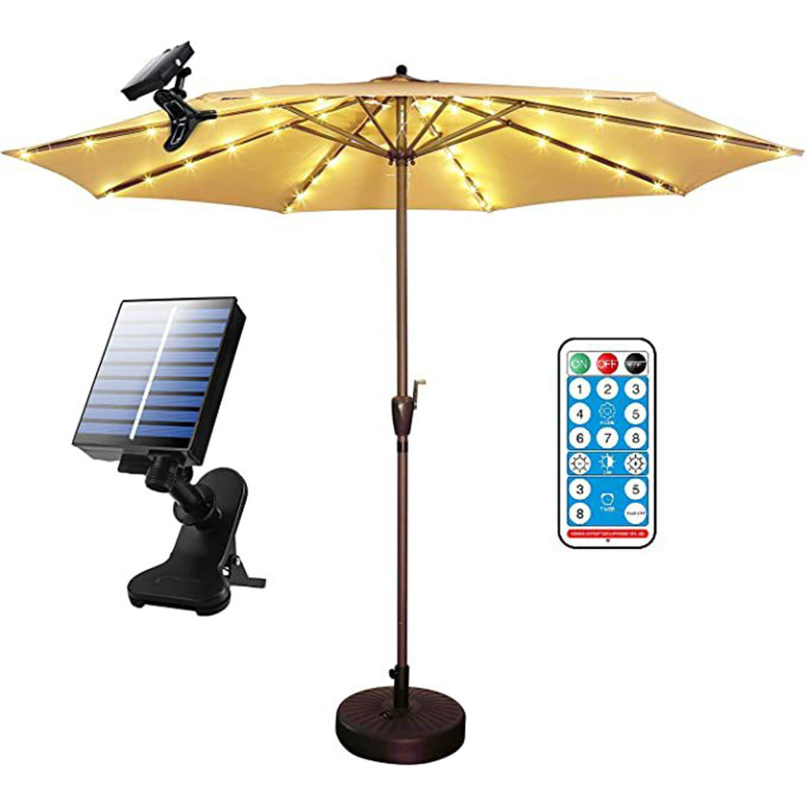 Vadktai Solar Umbrella Lights Outdoor, Waterproof Solar Powered Patio ...