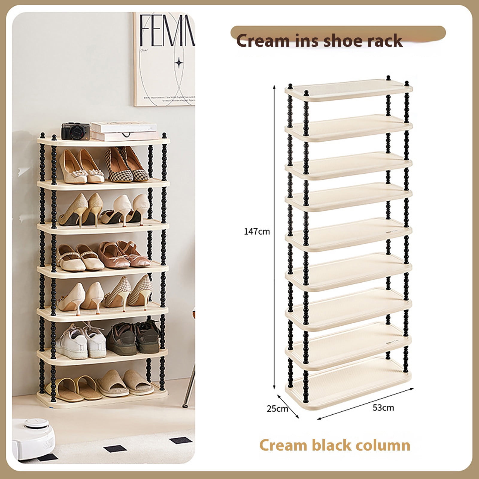 Vadktai Tier Shoe Rack, Tall Vertical Shoe Rack, Sturdy Stackable Shoe ...