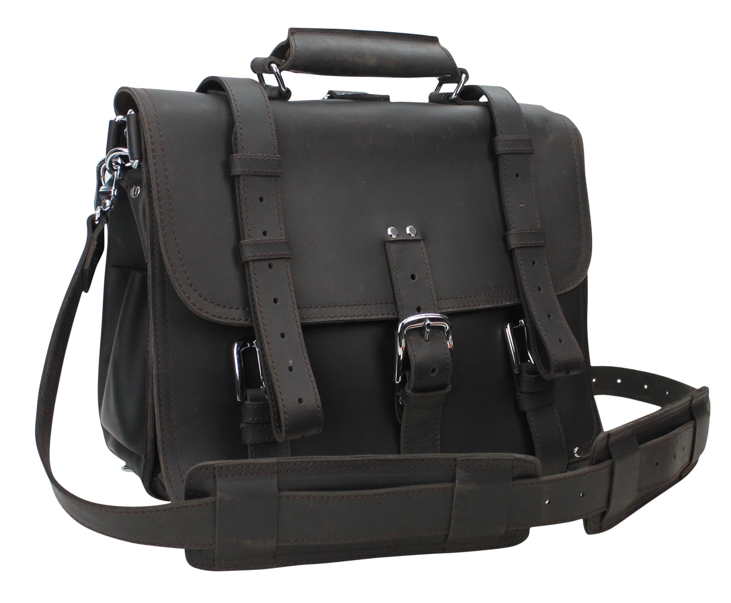 Vagarant Traveler Classic 16" Large Leather Briefcase Laptop Bag L09.DB ...