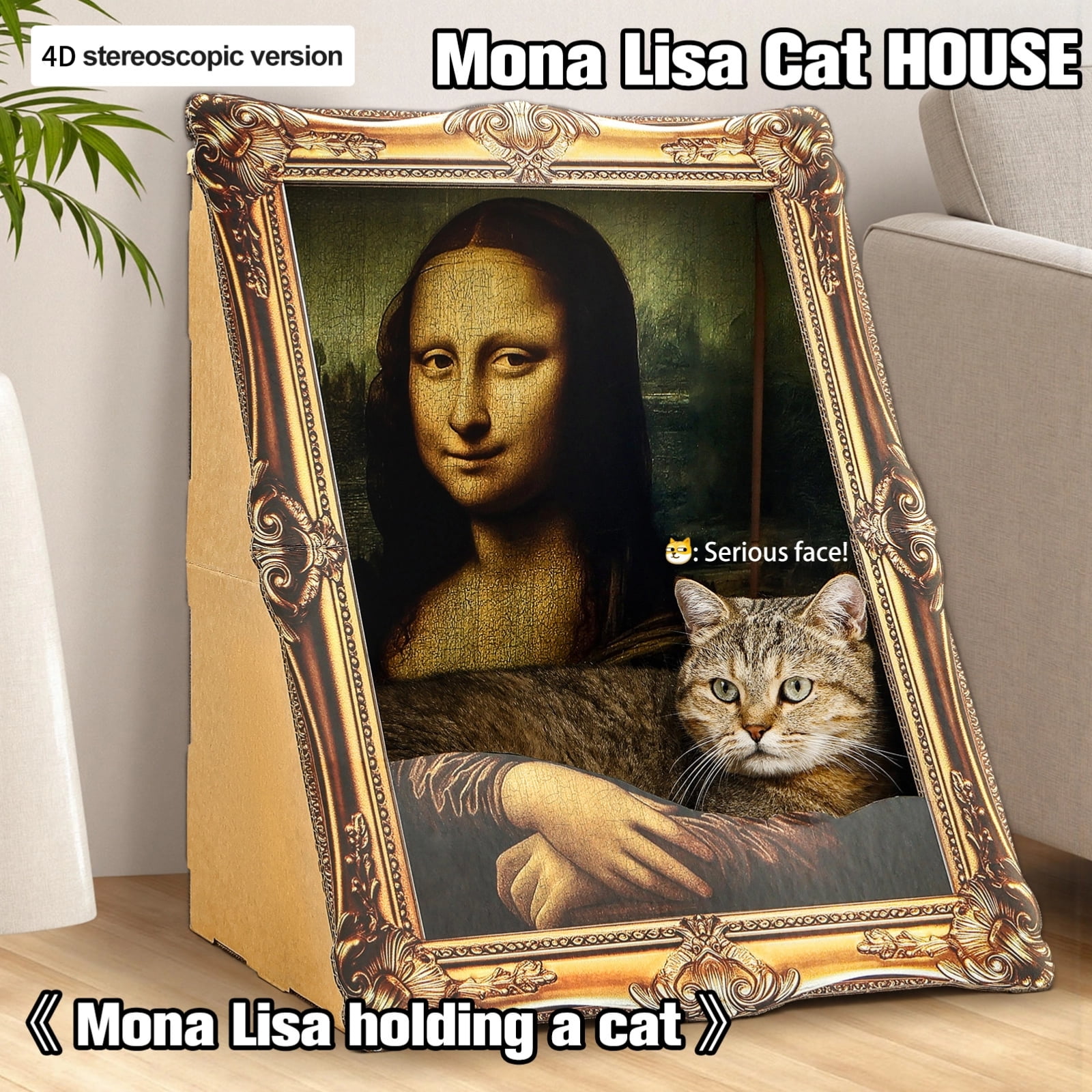 Vagascape Art Cat House with Cat Scratcher,Mona Lisa 4D Frame,Famous ...