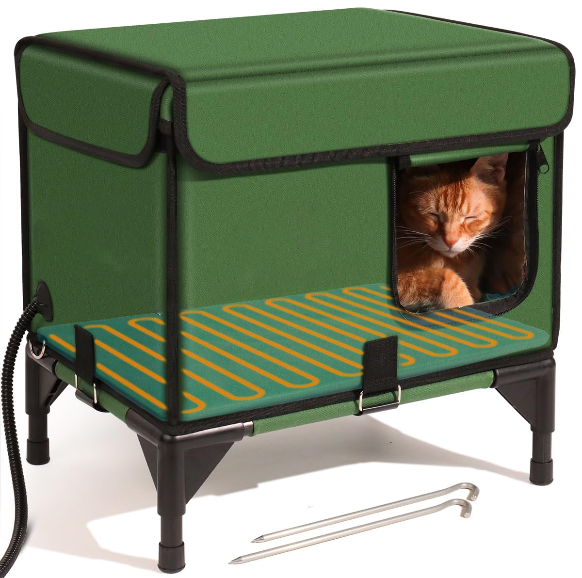 Vagascape Heated Outdoor Cat Shelter for Winter Waterproof , Elevated ...