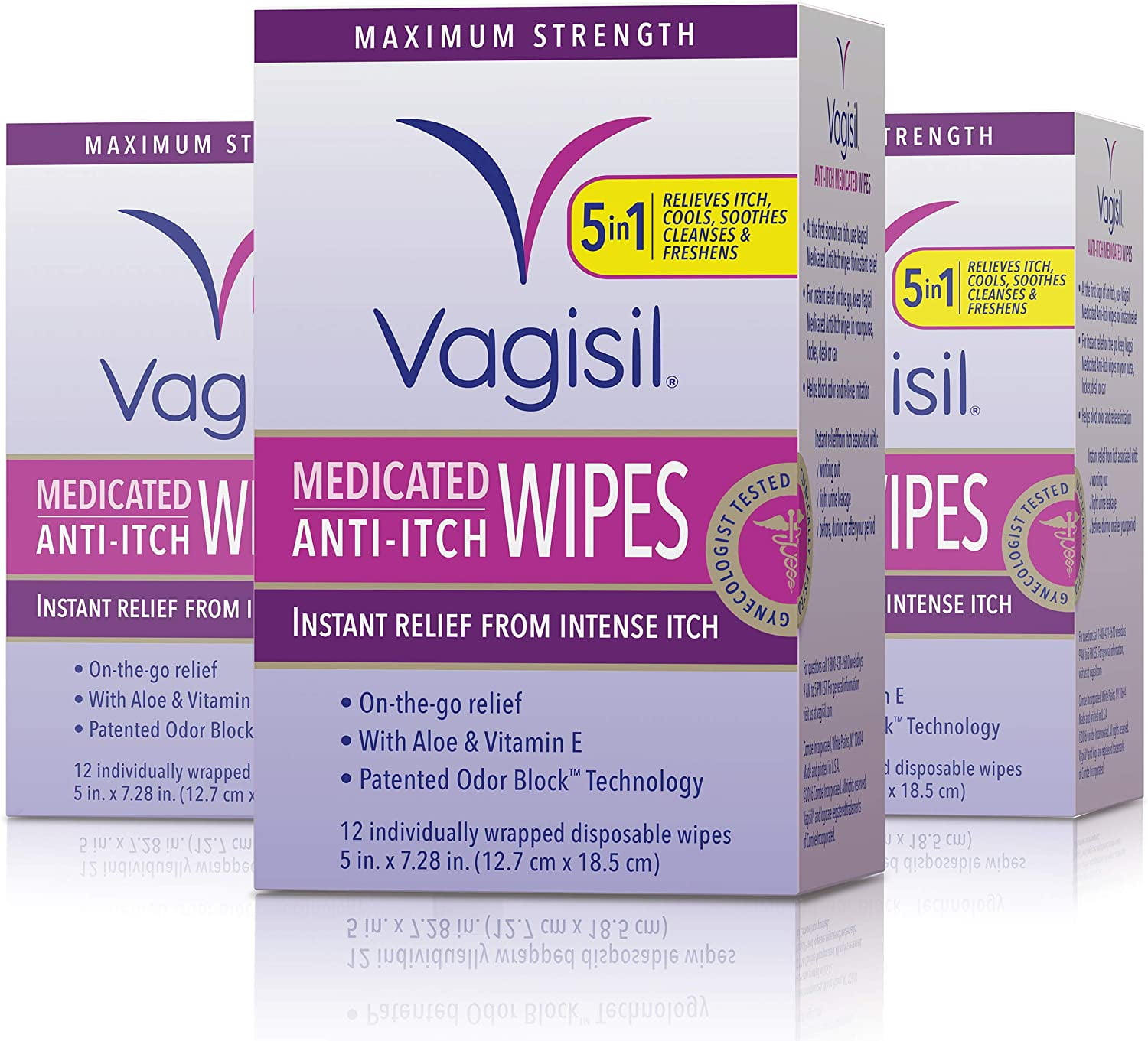 Vagisil Anti-Itch Medicated Feminine Intimate Wipes for Women, Maximum ...
