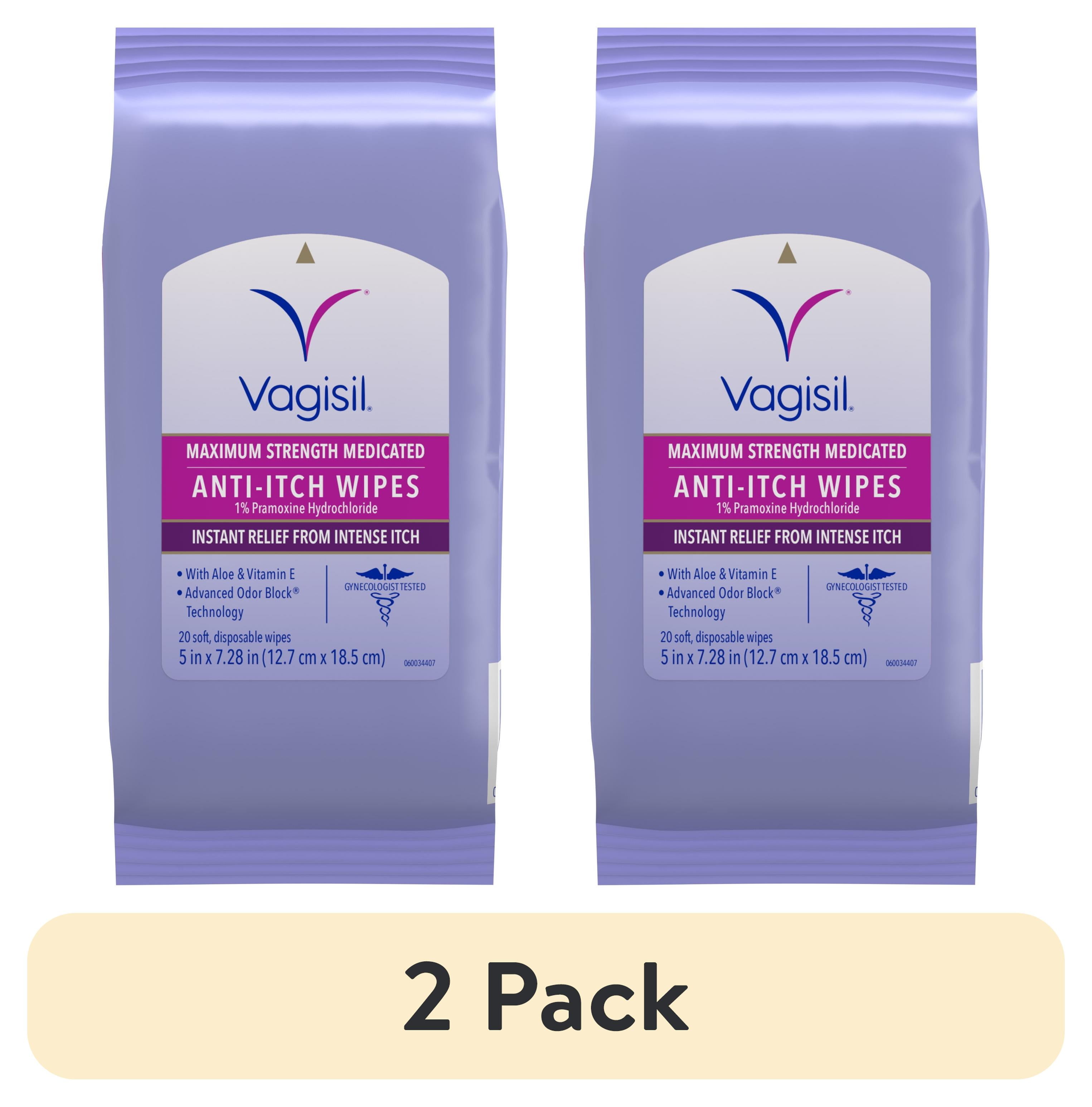 (2 pack) Vagisil Anti-Itch Medicated Wipes, Maximum Strength For ...