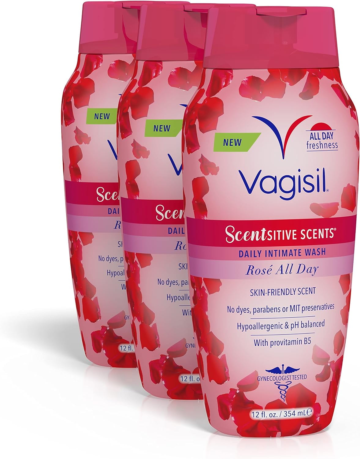 Vagisil Scentsitive Scents Feminine Wash, Rose All Day Scent, 12 oz, 3 ...