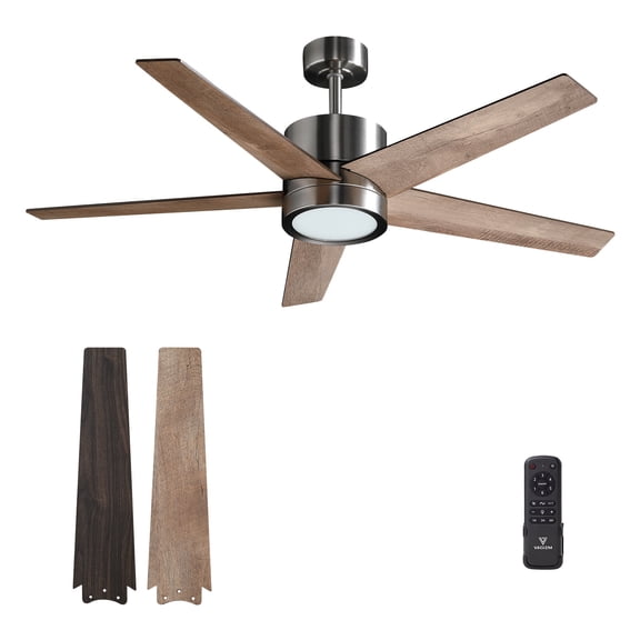 Modern Flush Mount Indoor Ceiling Fan with LED Light & Remote, 3000 ...