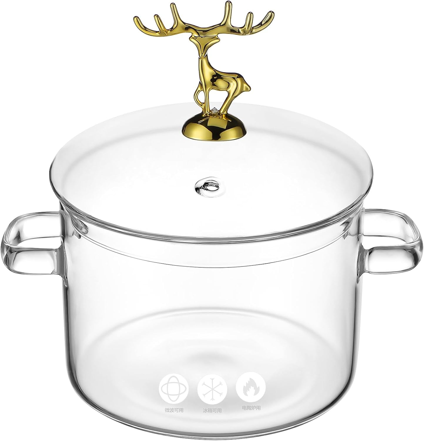 Vaguelly, Clear Glass Cooking Pot Saucepan with Lid, 1500mL Simmer Pot ...