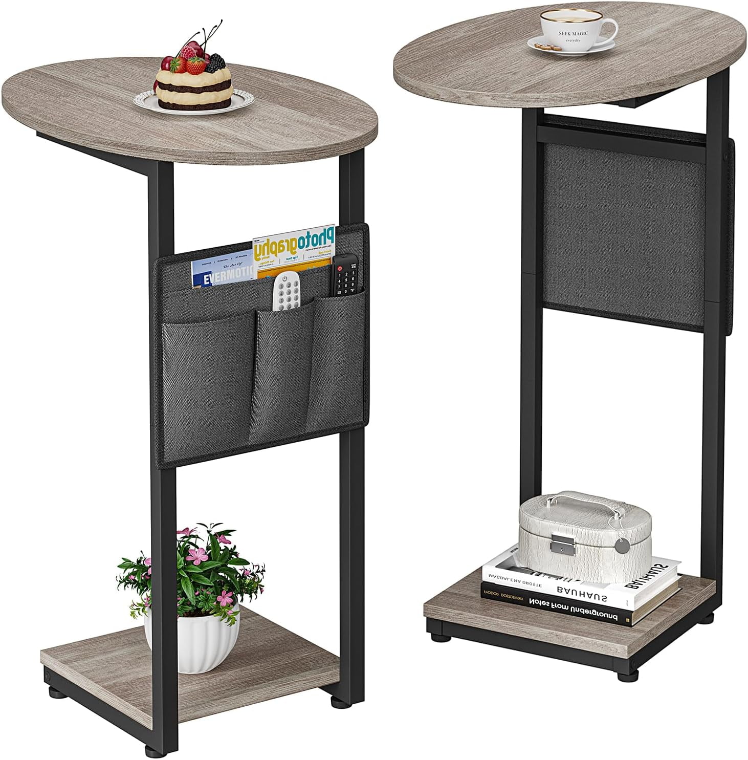 C Shaped End Table, Set of 2 Side Table for Couch, Small Couch Side ...