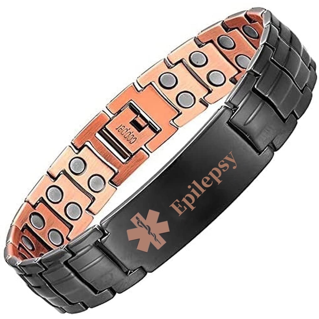 Vagzen 8.66'' Pure Copper Medical Alert Bracelets for Men, Health Magnetic ID Bracelets, Gift ...