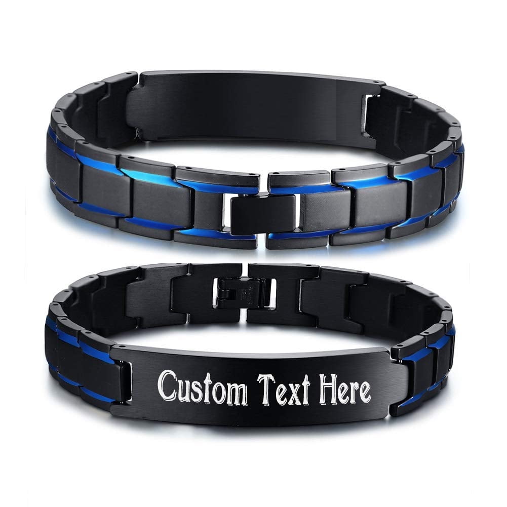 Vagzen Stainless Steel Link Personalized Bracelet for Men Chain ...