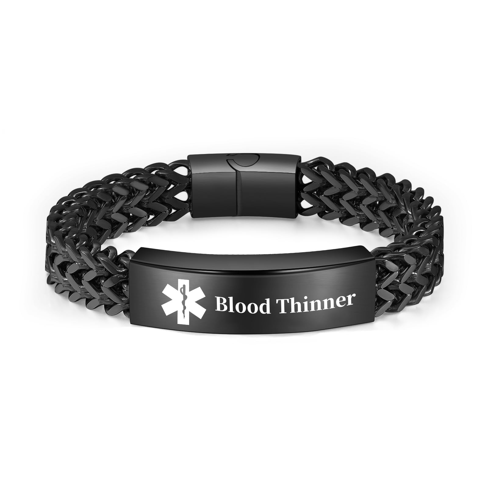 Vagzen Stainless steel Medical Alert ID Bracelet for Men, Engraved ...
