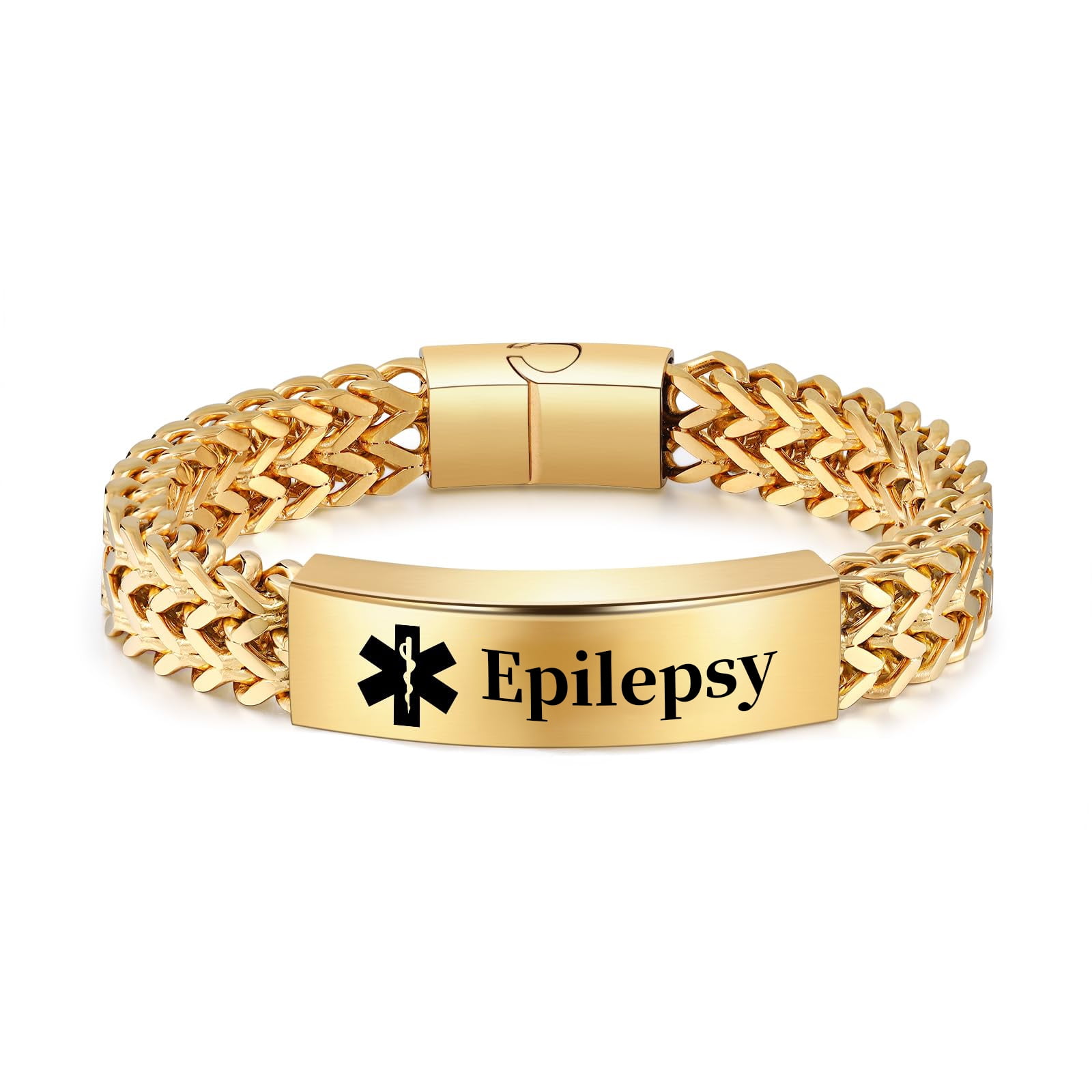 Vagzen Stainless steel Medical Alert ID Bracelet for Men, Engraved ...