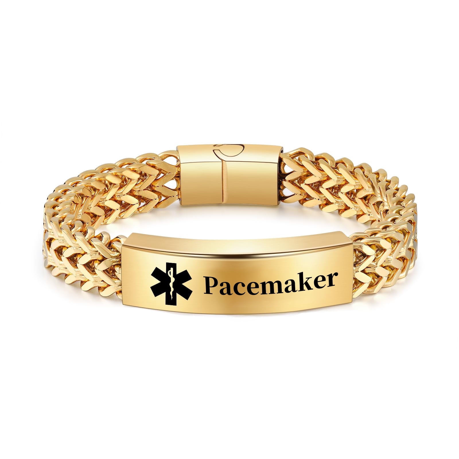 Vagzen Stainless steel Medical Alert ID Bracelet for Men, Engraved ...