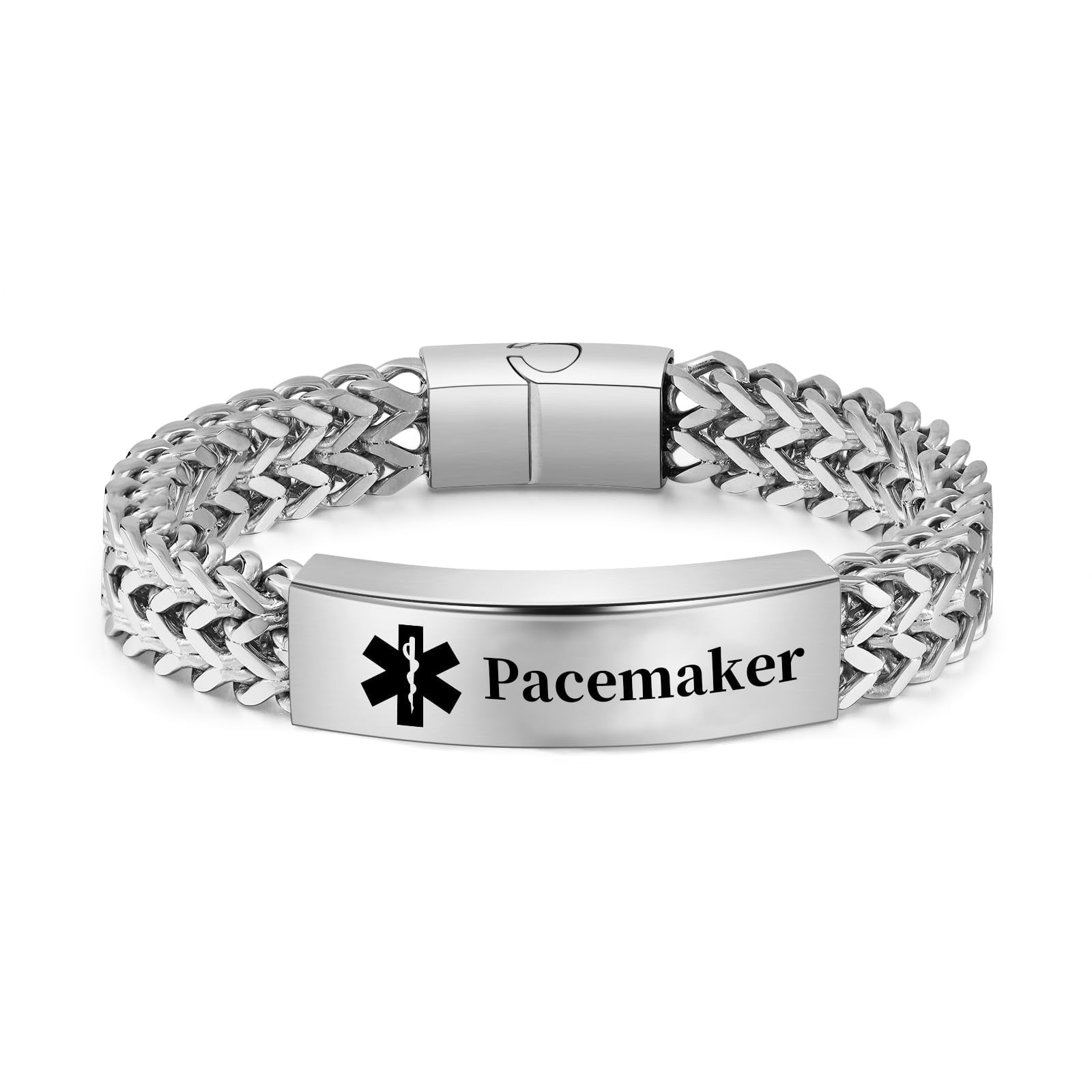 Vagzen Stainless steel Medical Alert ID Bracelet for Men, Engraved ...