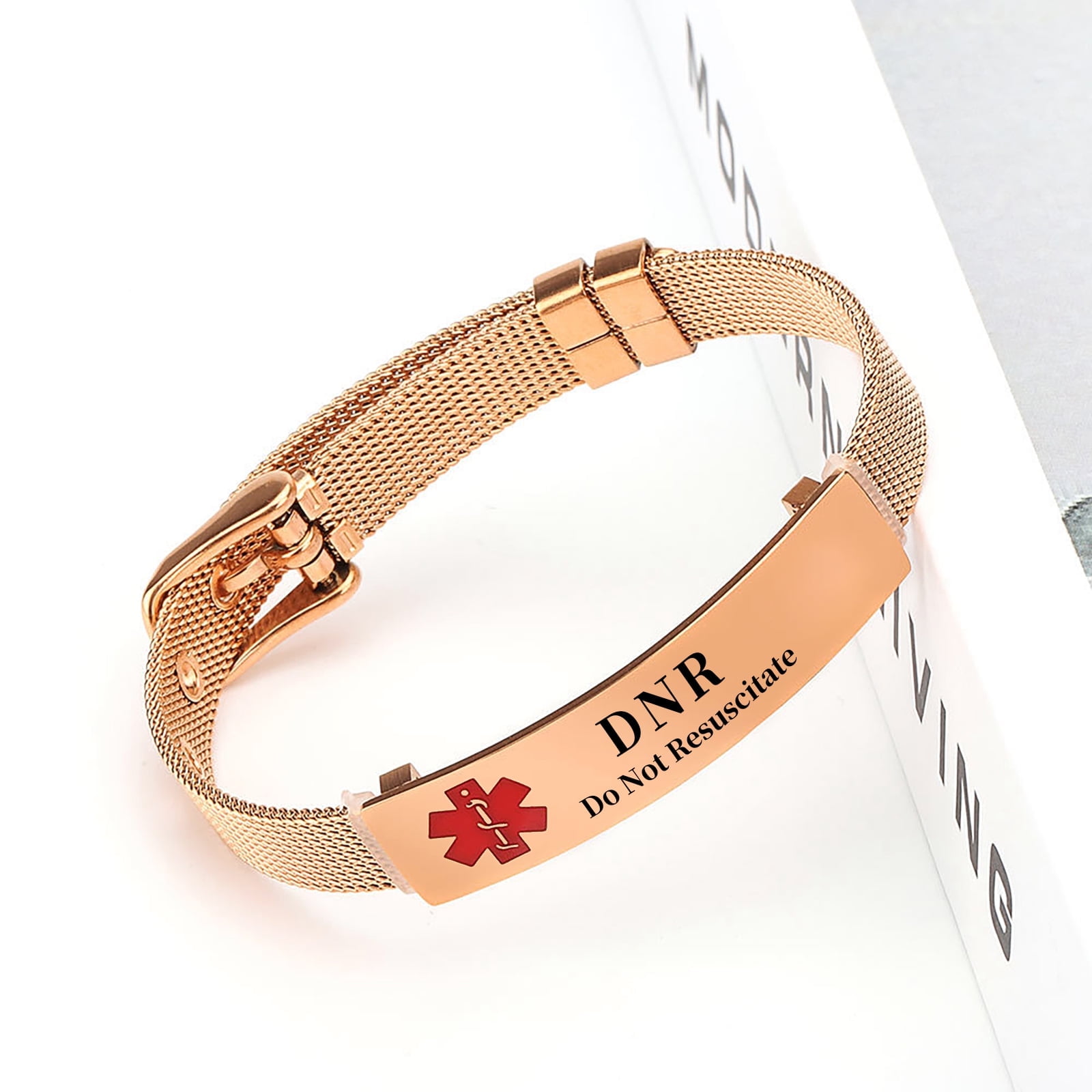 Vagzen Stainless steel Medical Alert ID Bracelet for Men Women ...