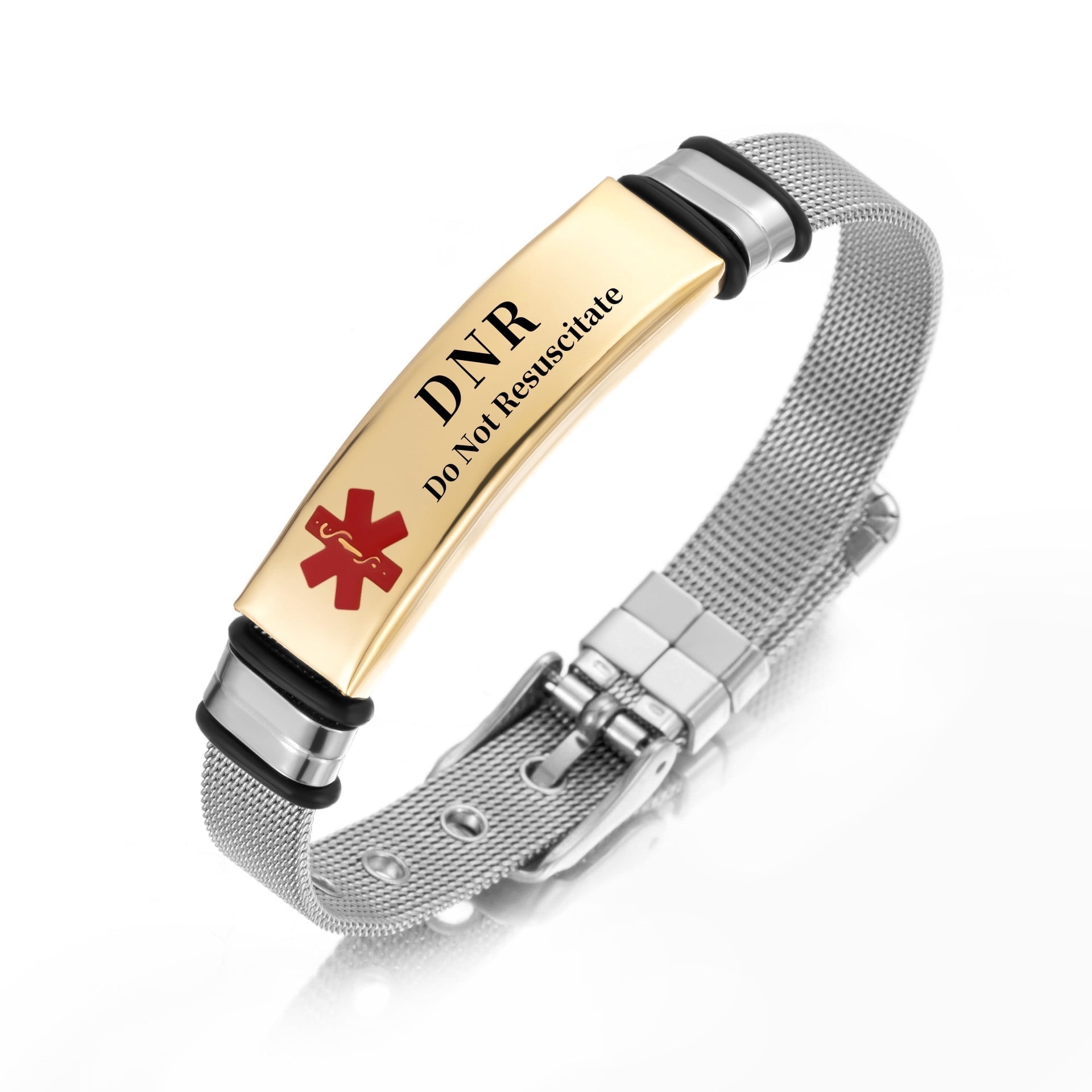 Vagzen Stainless steel Medical Alert ID Bracelet for Men Women, Engraving DNR(Do Not Resuscitate ...