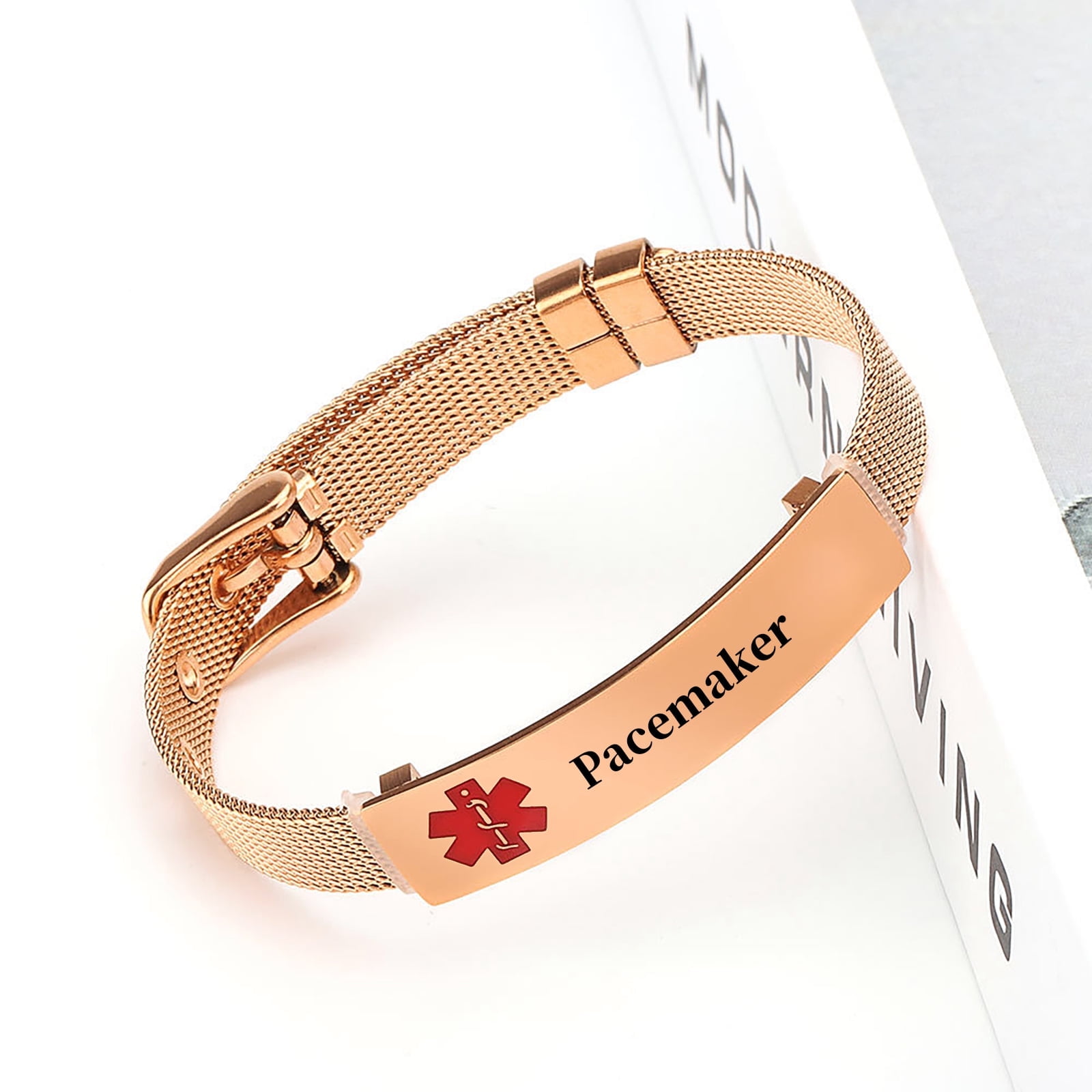 Vagzen Stainless steel Medical Alert ID Bracelet for Men Women ...