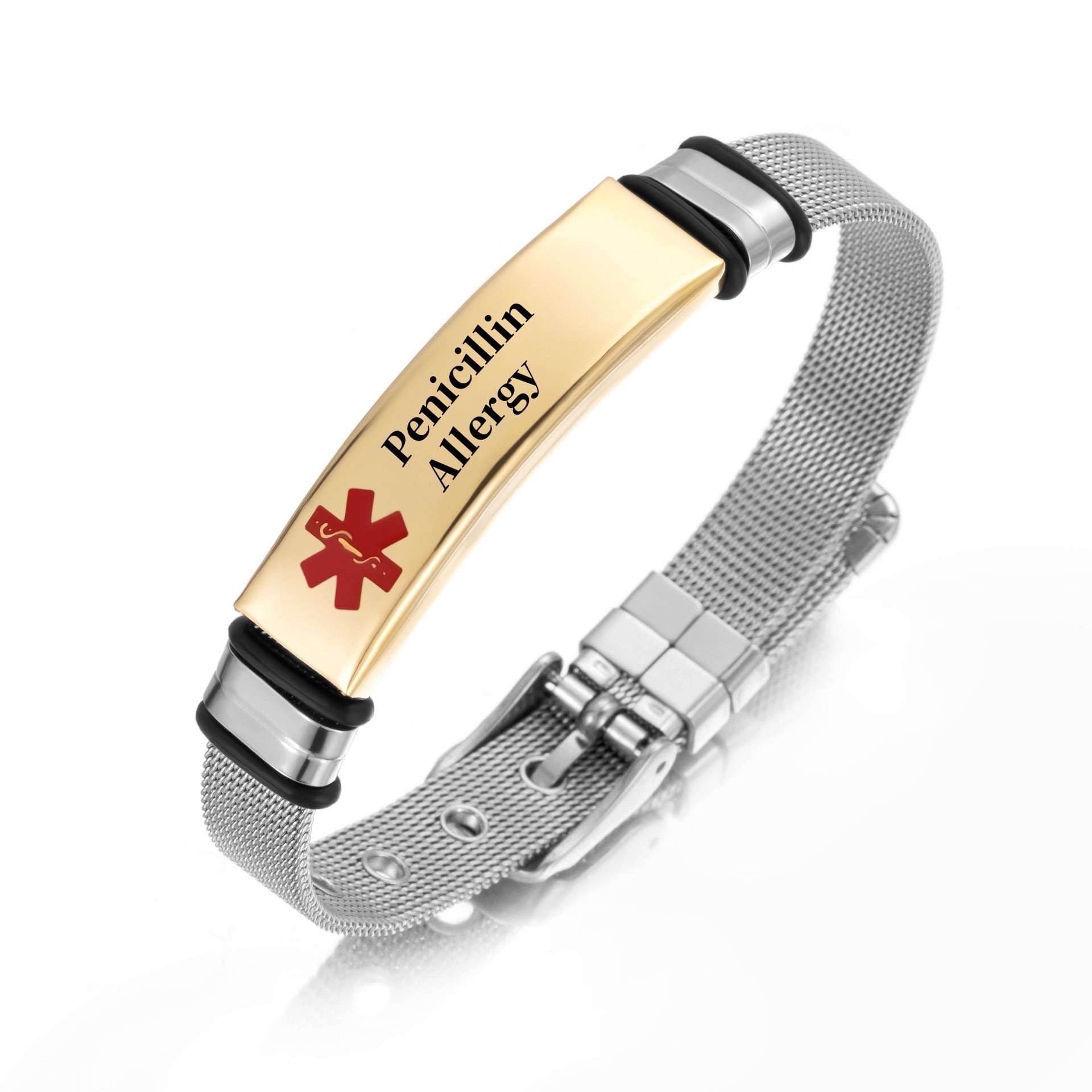 Vagzen Stainless steel Medical Alert ID Bracelet for Men Women ...