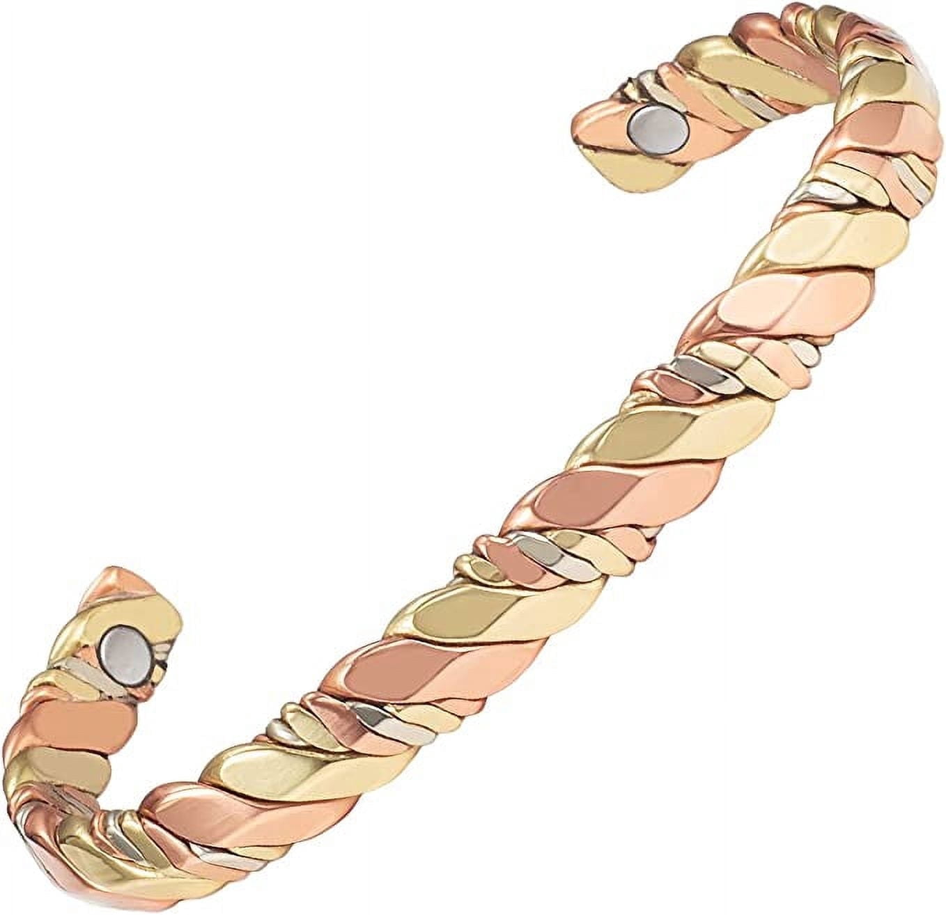 Wollet Tri Colored Gold Copper Bracelets for Women, 6.5 inches, Cuff ...