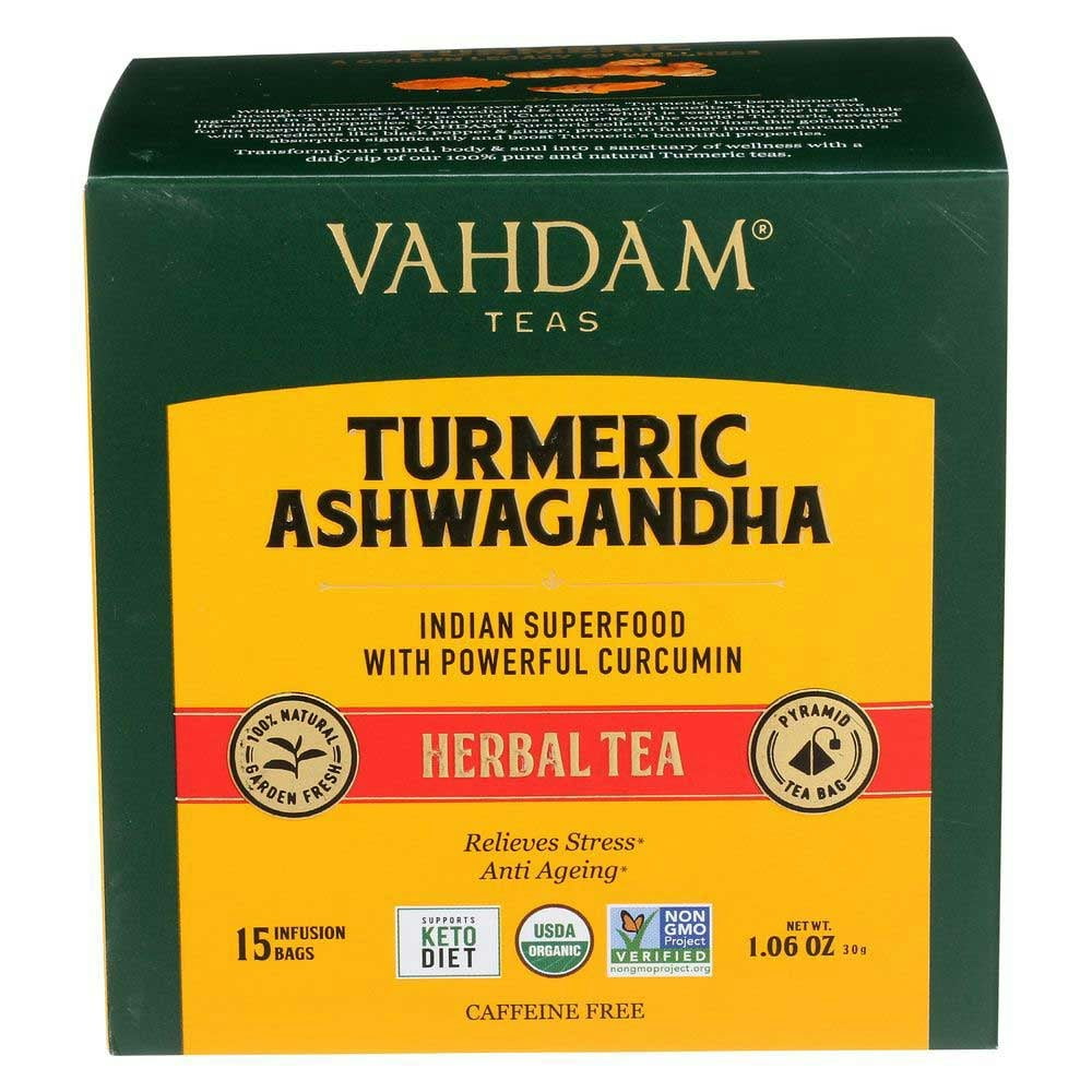 Vahdam Teas Turmeric Ashwagandha Herbal Tea 1.06 oz (Pack of 6 ...