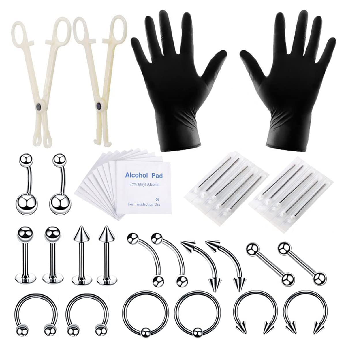 Vaidehi® 42Pcs Piercing Kit for All Piercings, Stainless Steel ...