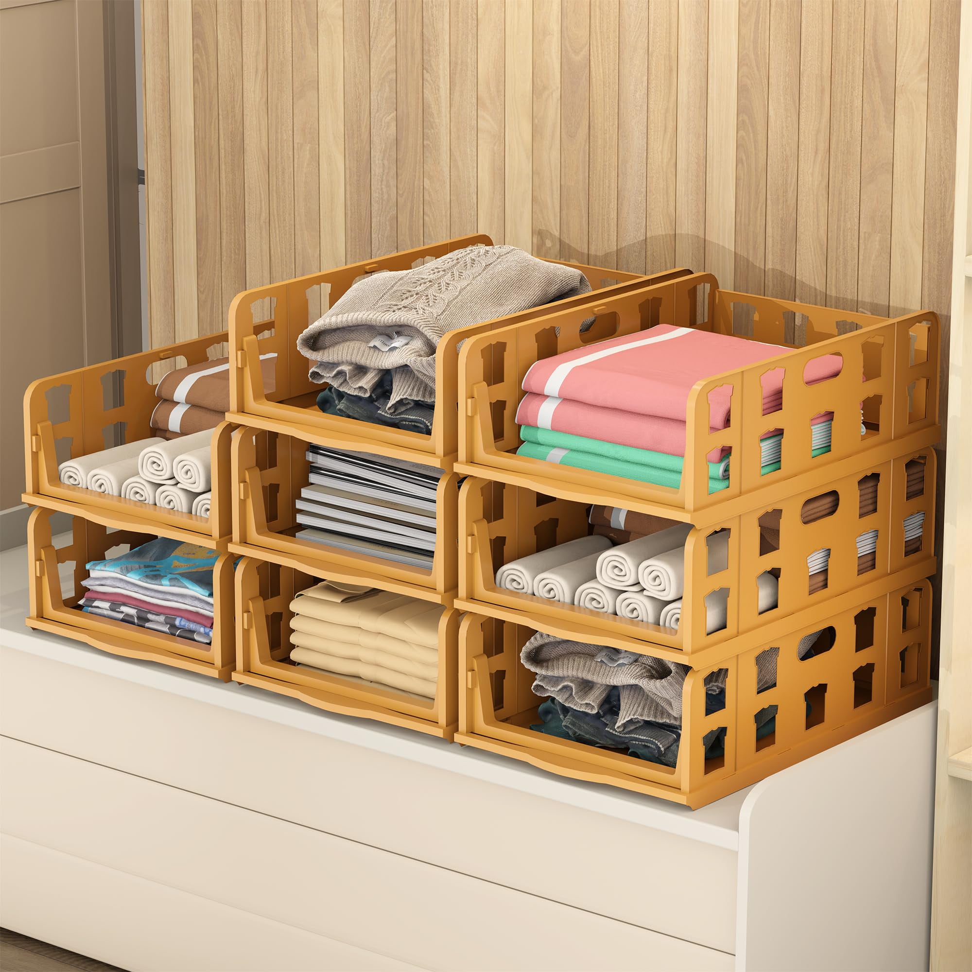 Vaidehi 8 Pcs Plastic Multi-Functional Foldable Cloth Organizer for ...