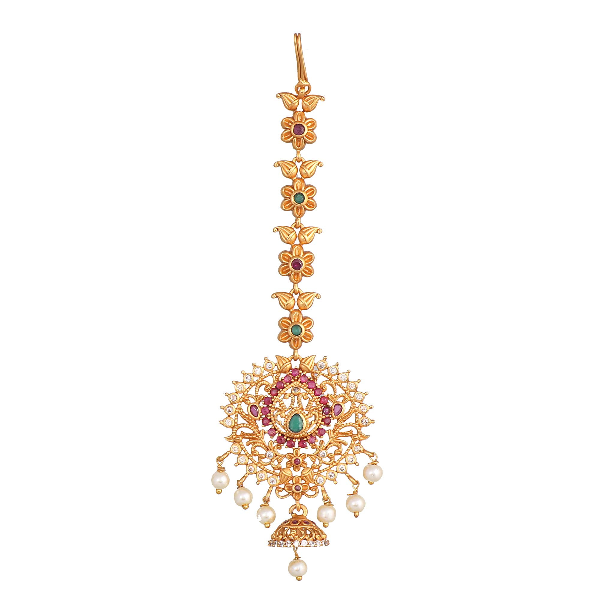 Vaidehi Antique Gold Plated Ishita Maang Tikka with Floral Design ...