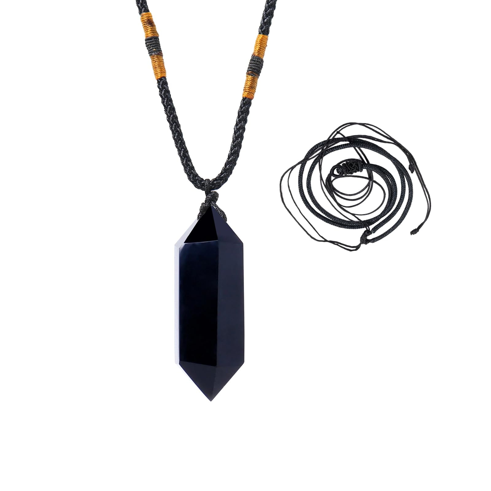 Vaidehi Black Obsidian Healing Crystal Pendants, Double Pointed Natural ...