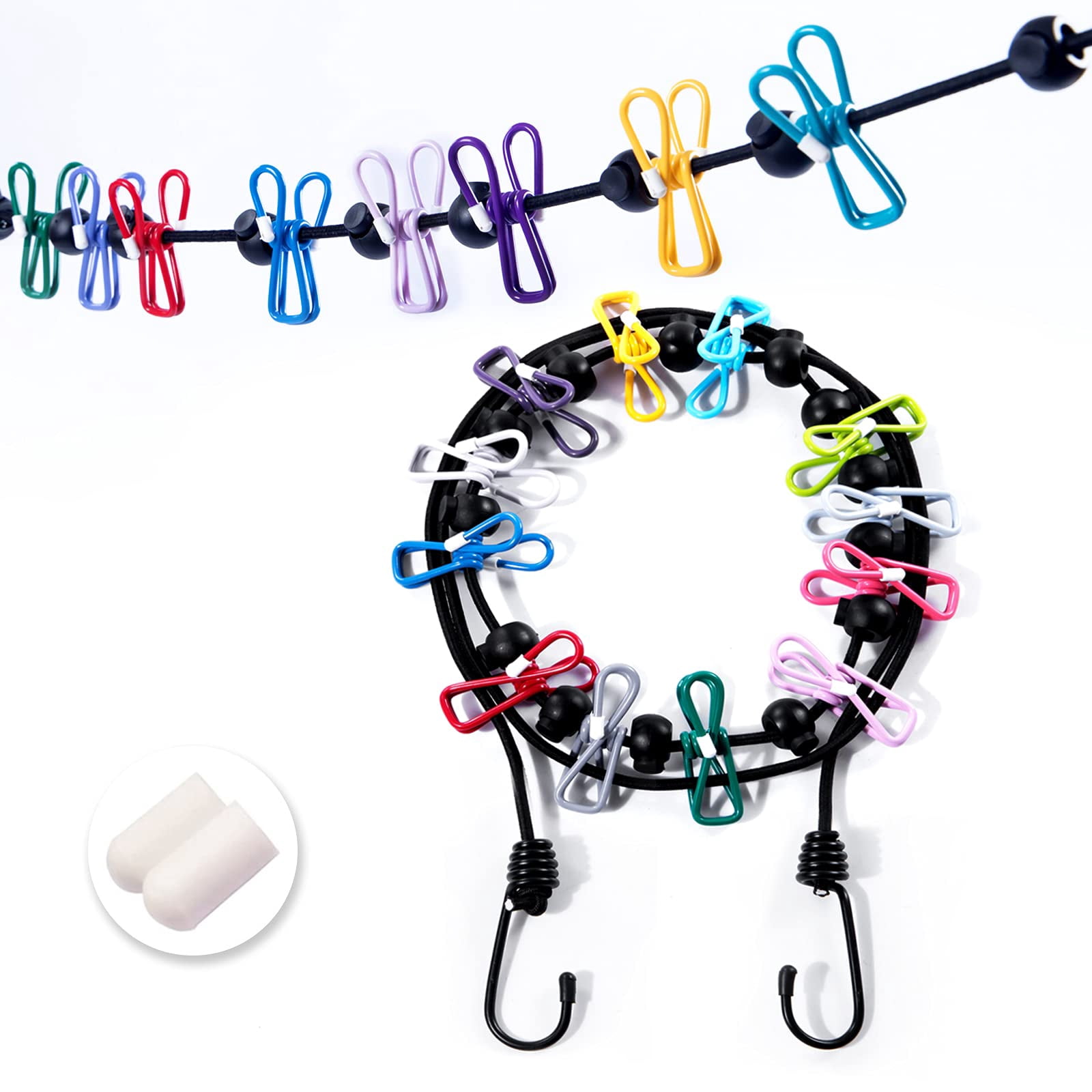 Vaidehi Clothesline with 12 Colorful Clothespins, Windproof Travel ...