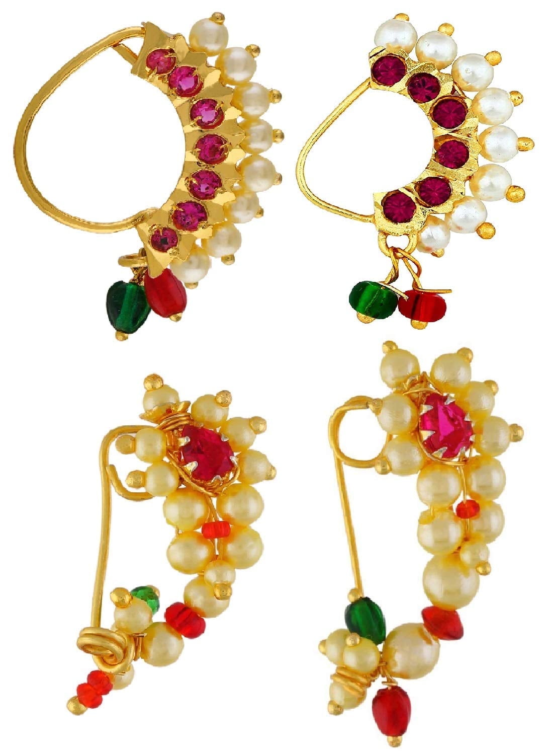 Vaidehi FASHIONS Maharashtrian Marathi Nath without piercing nose pin ...