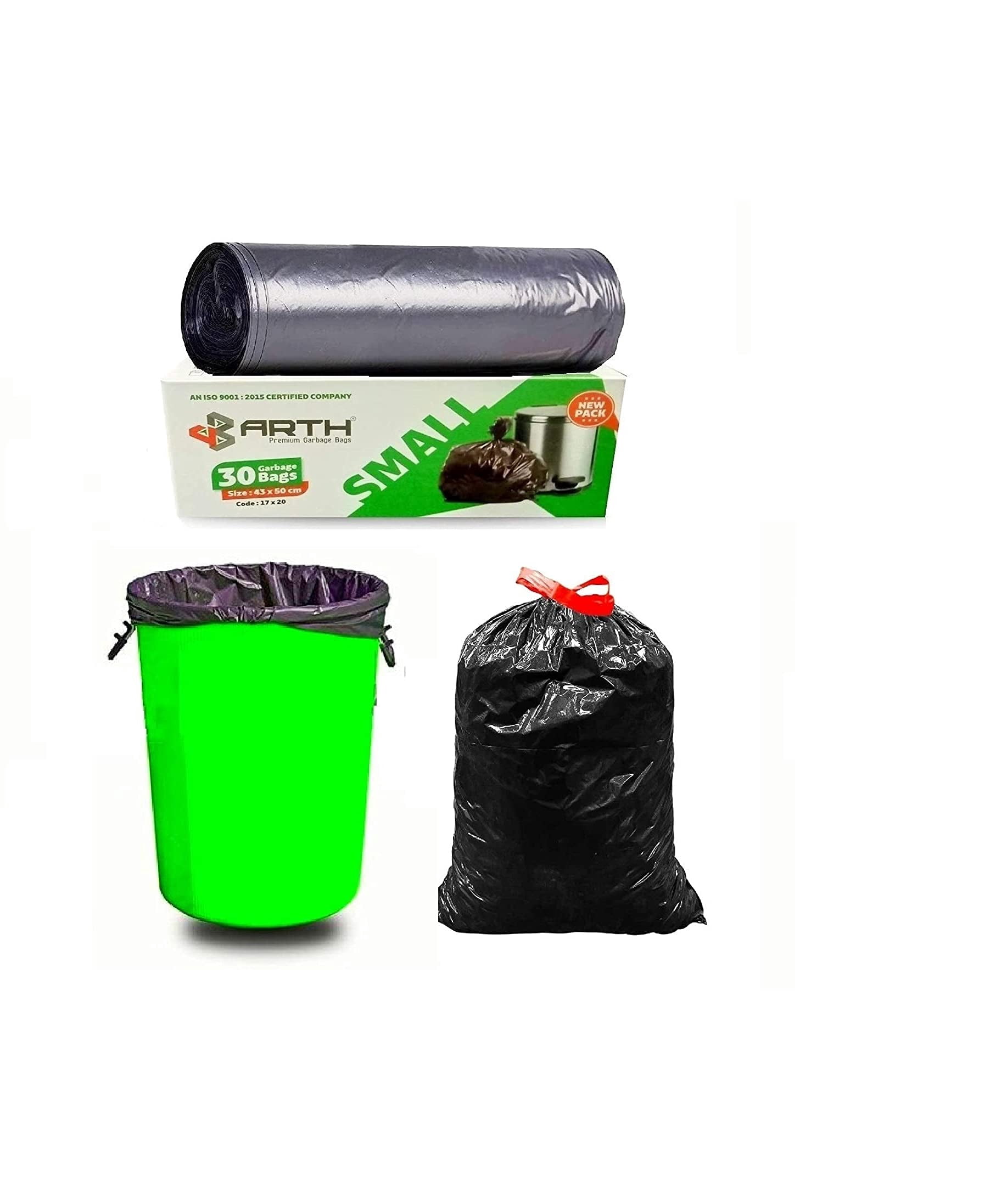 Vaidehi Garbage Bag 17 * 19 Small 30 Bags (1 Roll), Dustbin Trash Bag ...