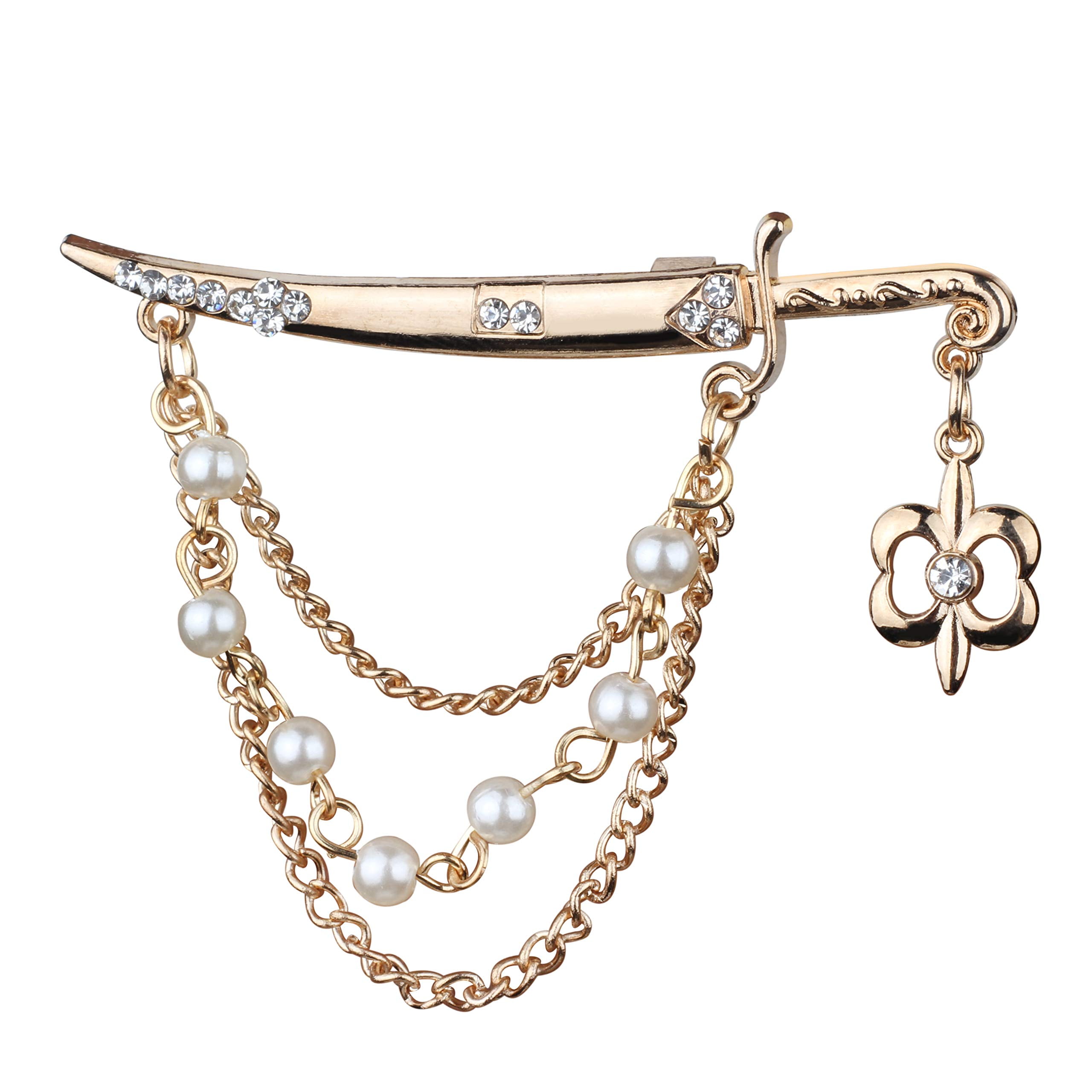 Vaidehi Gold Steel Warrior Sword Brooch with Chain – Brooch for ...