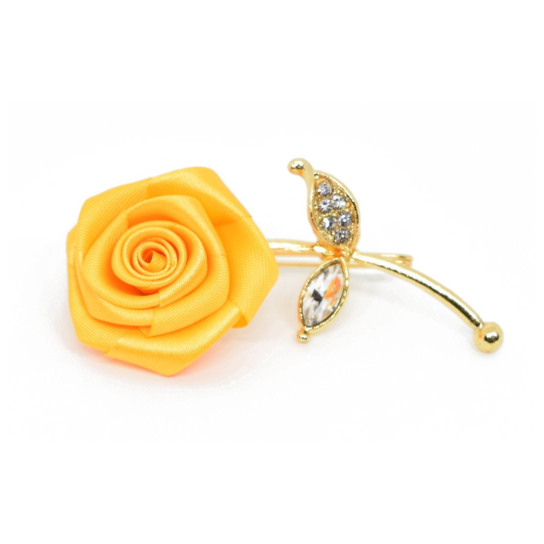 Vaidehi Handmade Polyester Yellow Rose Golden Leaf Lapel Men Brooch ...