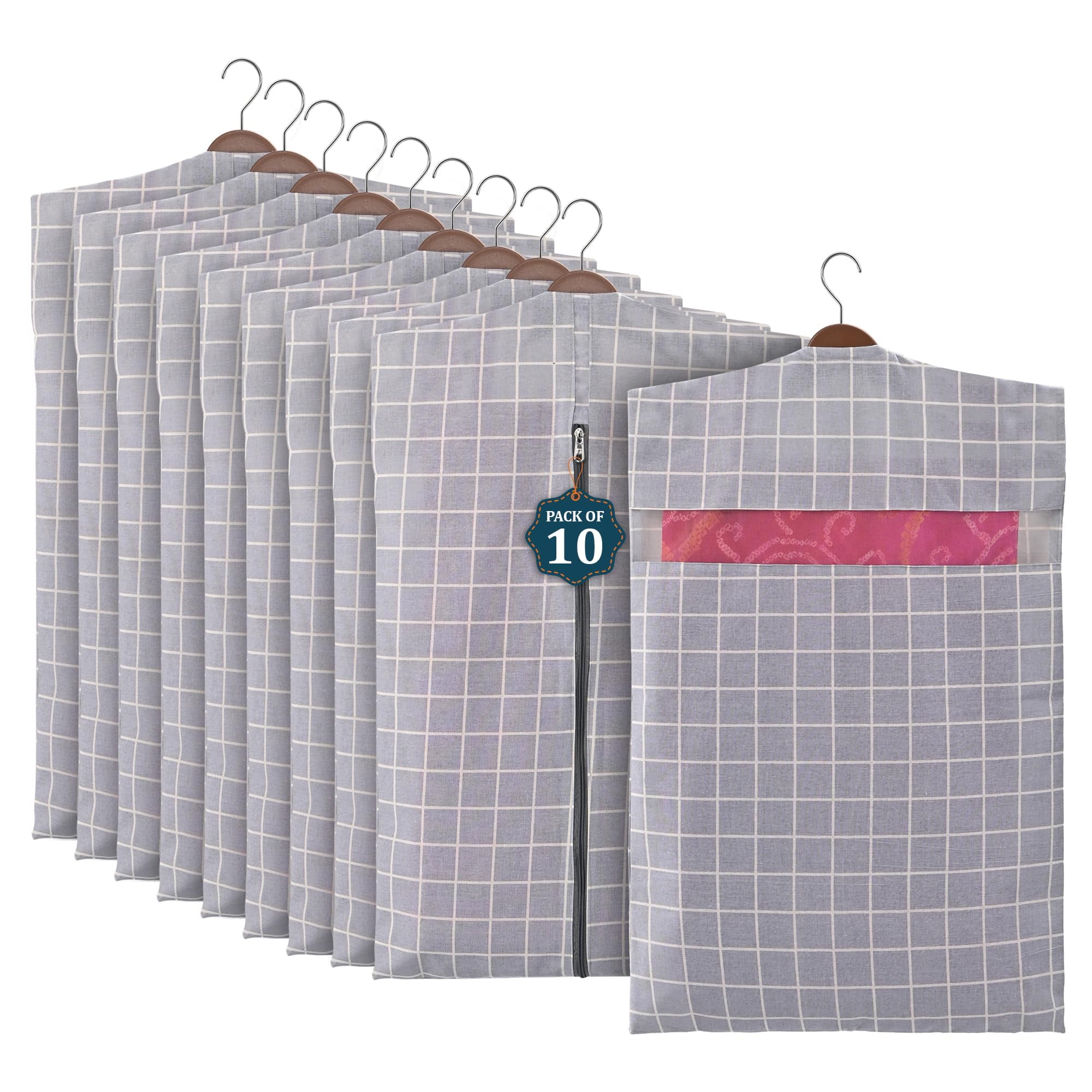 Vaidehi Industries 10 Pcs Mesh Window Cotton Hanging Saree Covers for ...