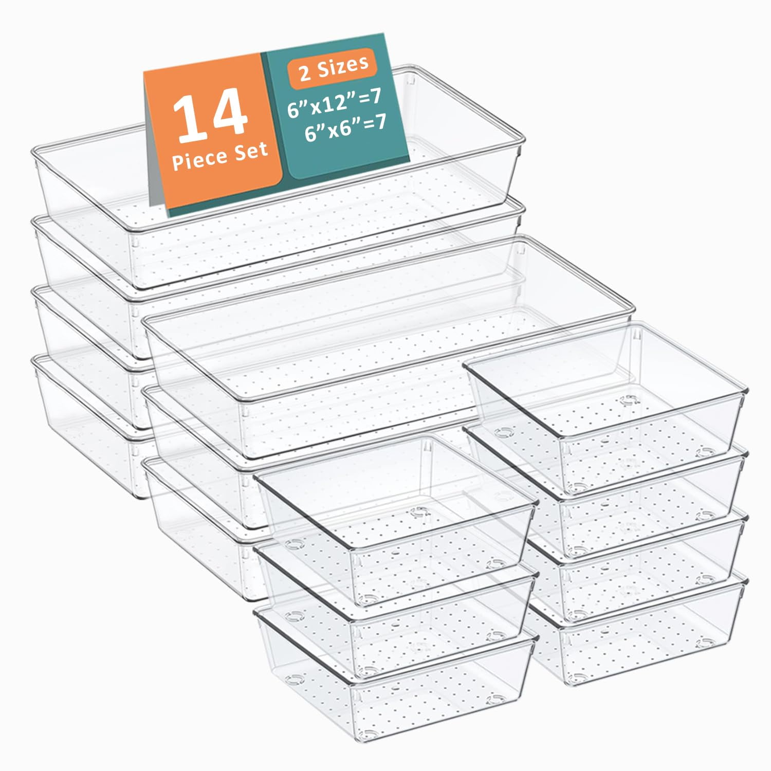 Vaidehi Industries 14 Pcs Set Multi-Purpose Transparent Drawer ...