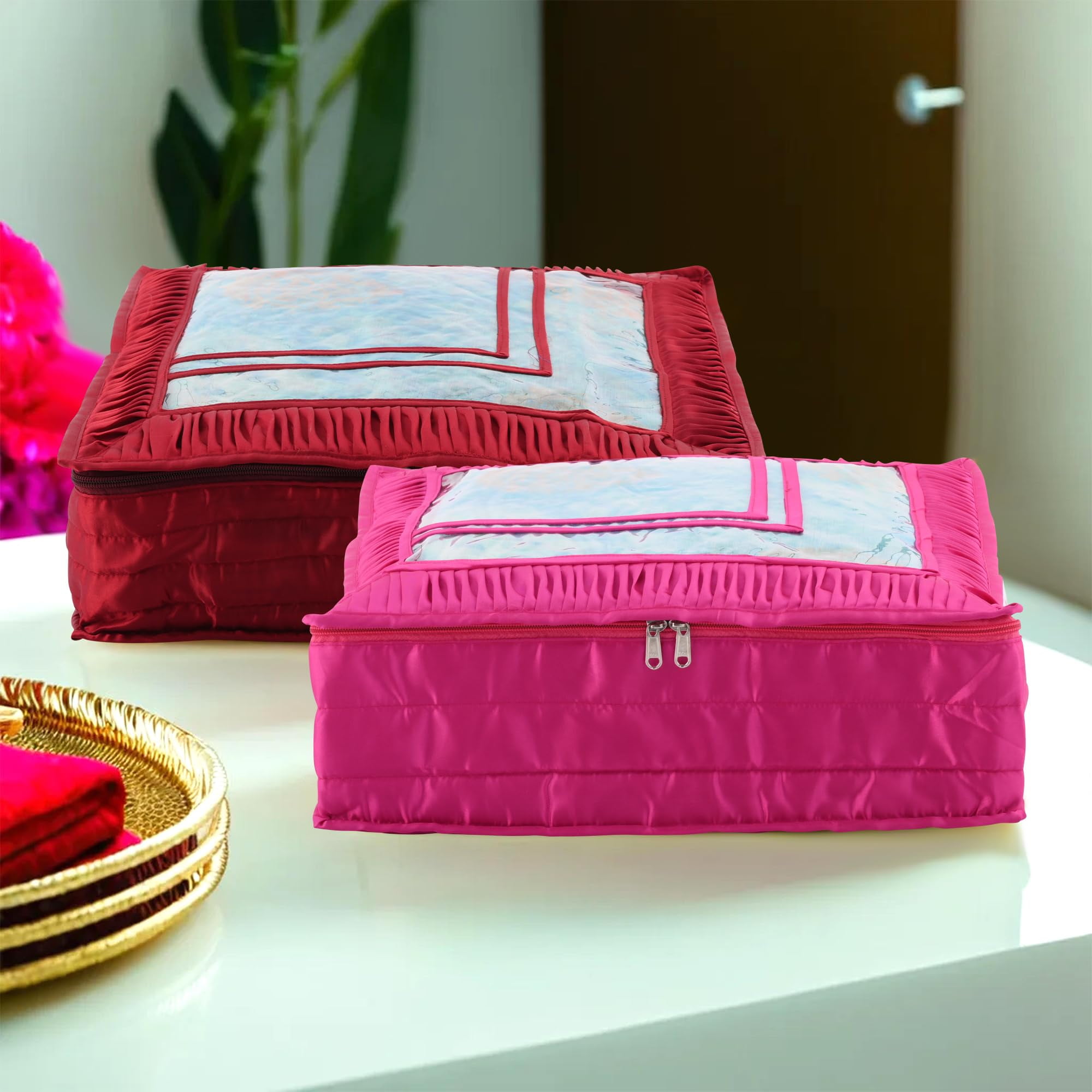 Vaidehi Industries Pack of 2 Saree Storage Bag | 6 Inch | Satin ...